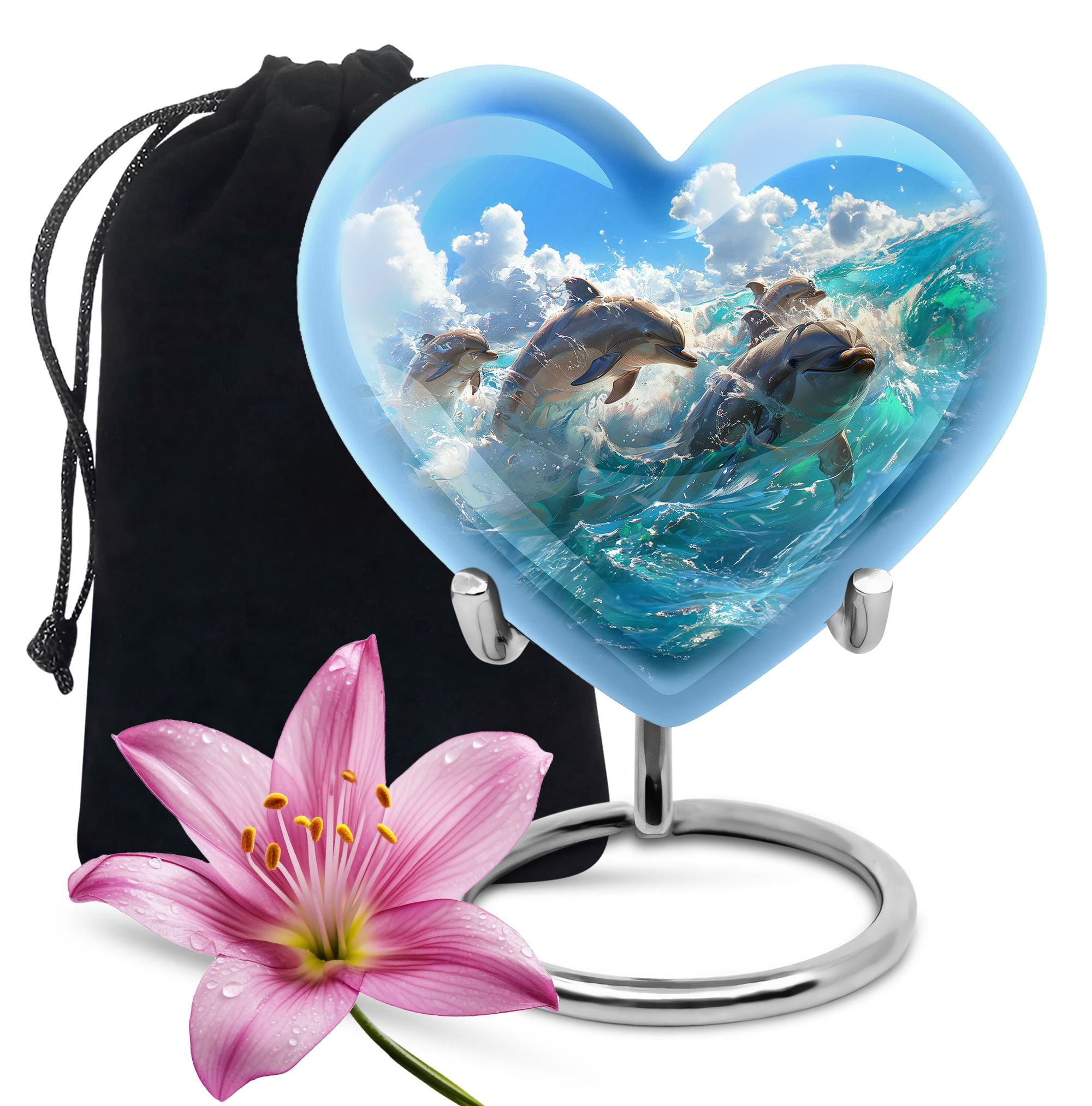 Joyful Dolphin Pod Large Heart Urns For Human Ashes Adult Female ...