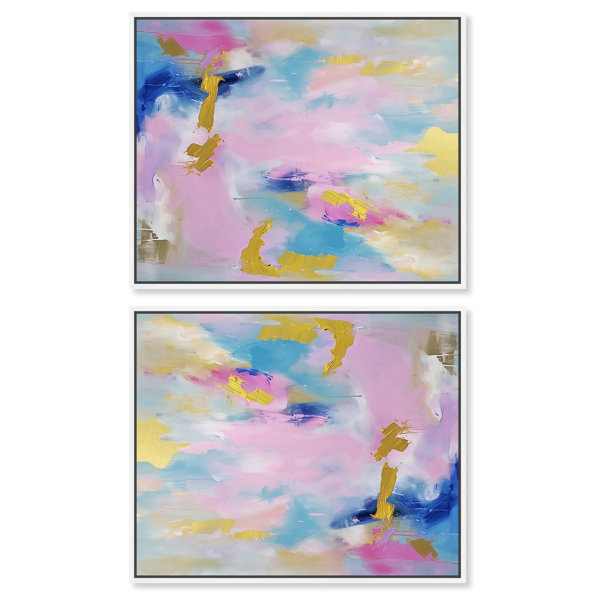 Joyful Expressionism Set Canvas Set of 2 Blue Abstract Art by Art ...