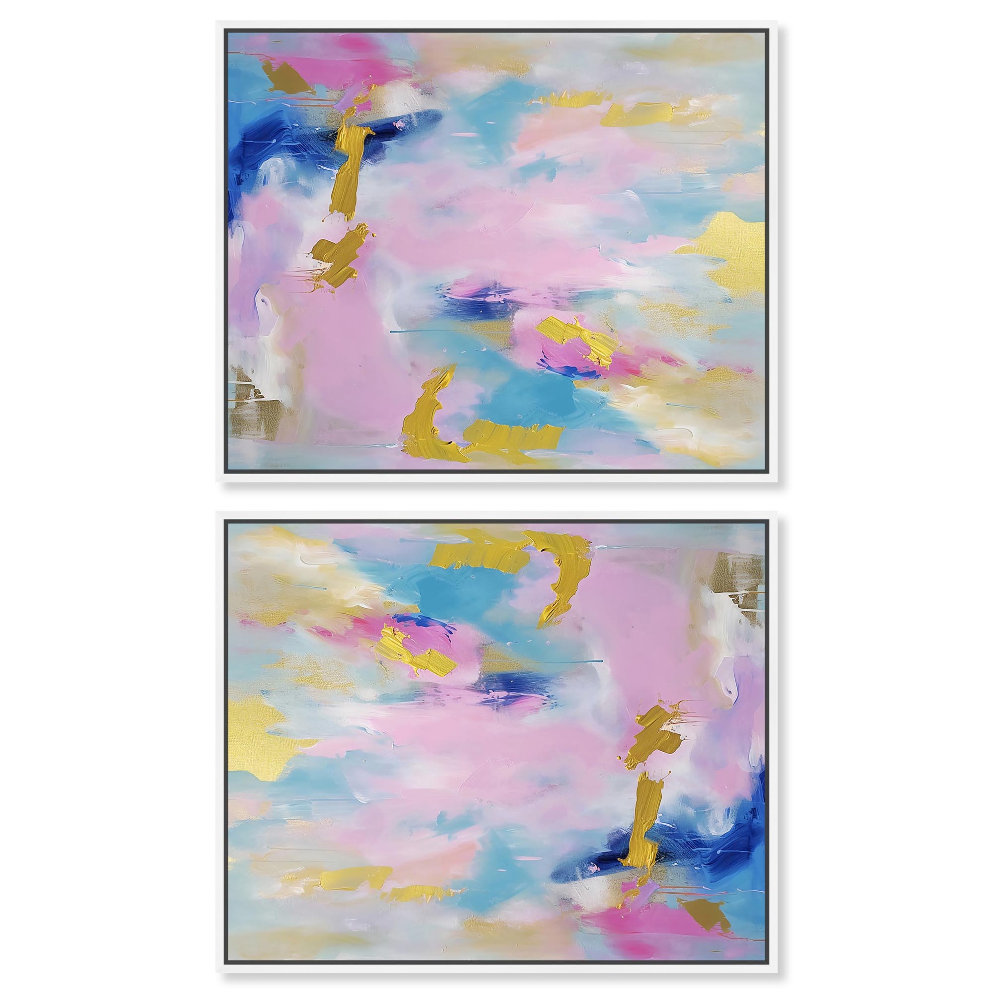 Joyful Expressionism Set Canvas Set of 2 Blue Abstract Art by Art ...