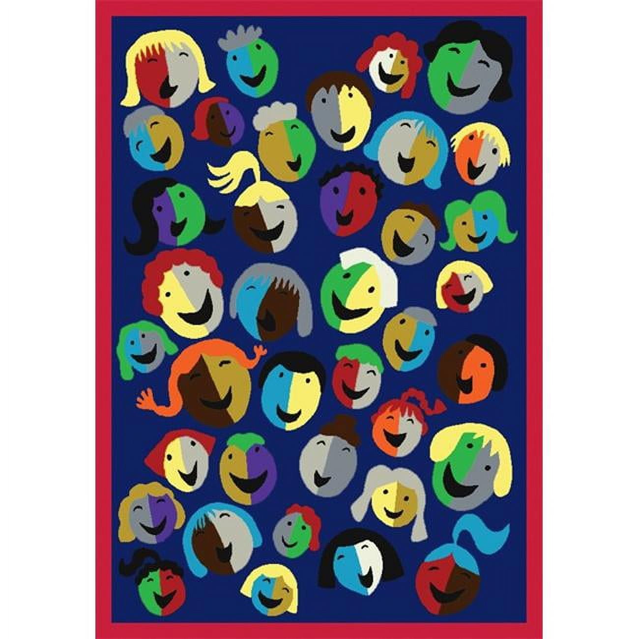 Joyful Faces Blue 5 ft.4 in. x 7 ft.8 in. WearOn Nylon Machine Tufted ...