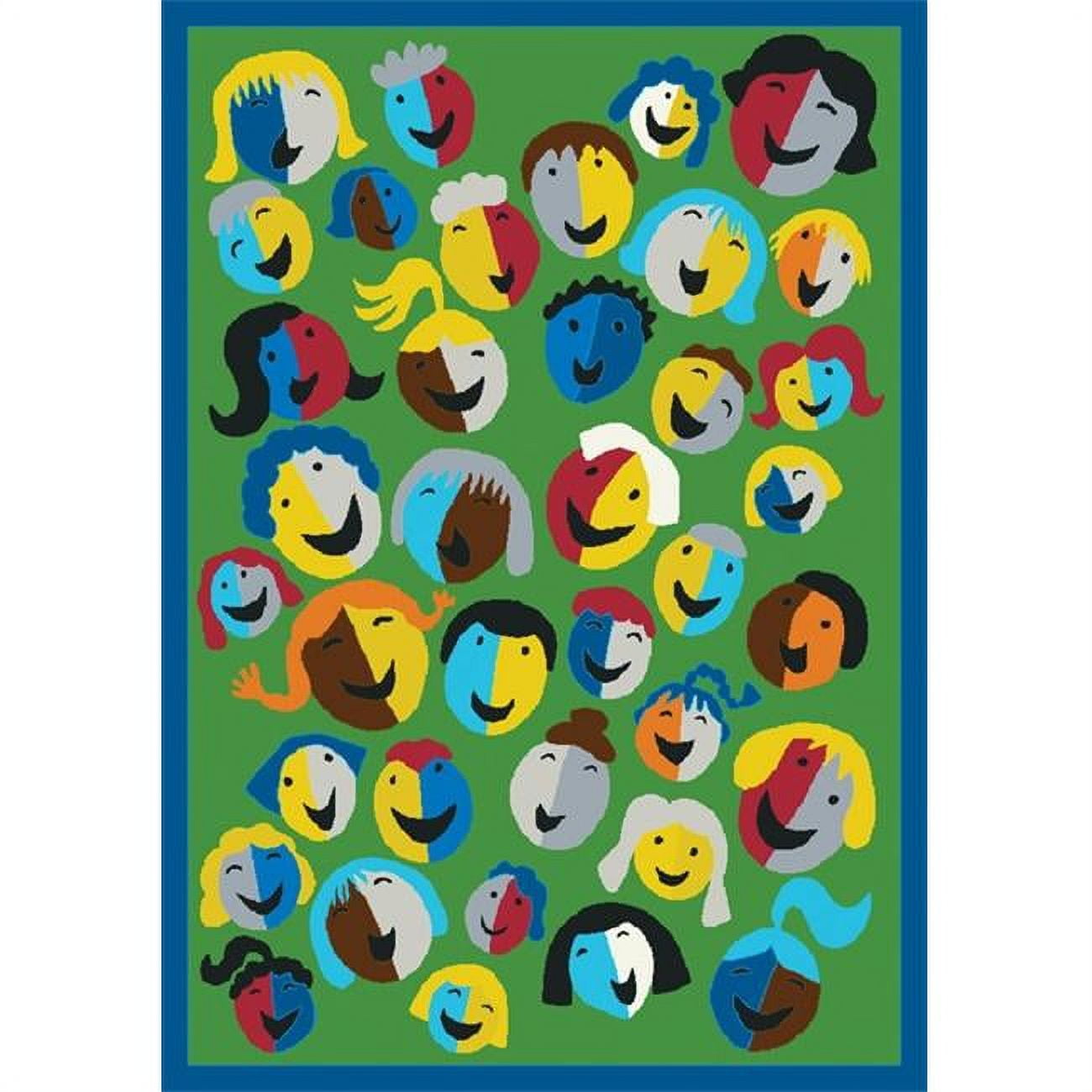 Joyful Faces Green 3 ft.10 in. x 5 ft.4 in. WearOn Nylon Machine Tufted ...