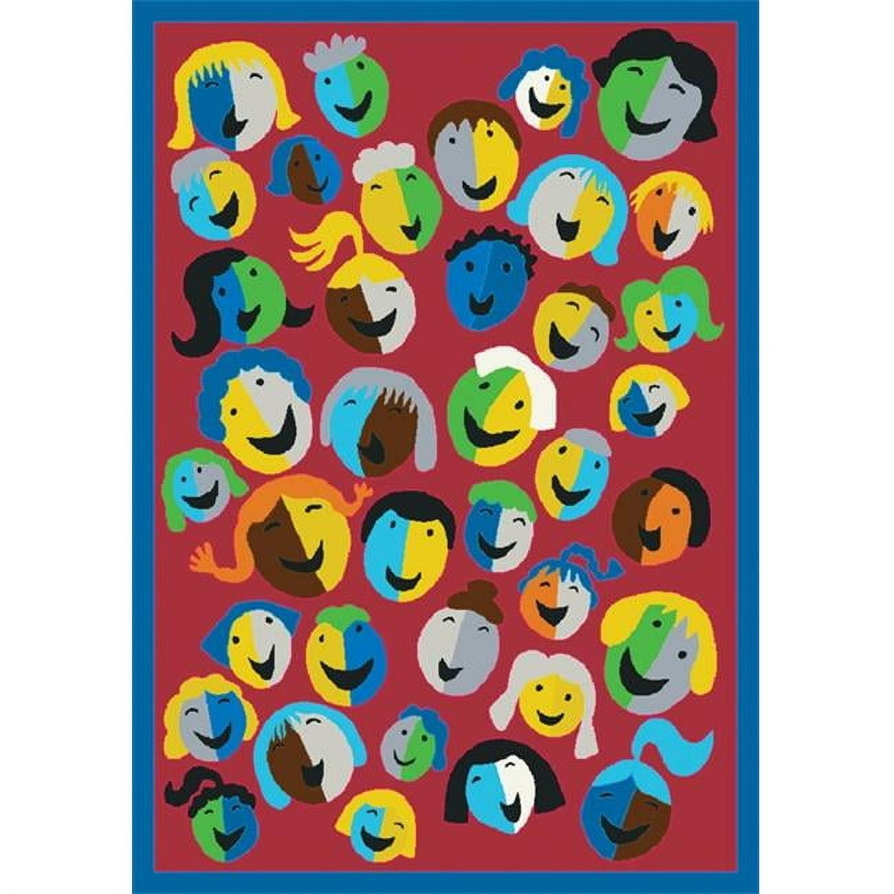 Joyful Faces Red 5 ft.4 in. x 7 ft.8 in. WearOn Nylon Machine Tufted ...