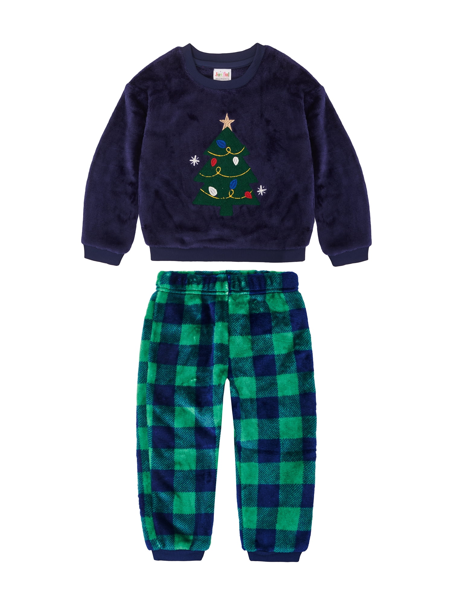 Joyful Moments Toddler Boys Christmas Tree Top and Plaid Jogger, 2 ...
