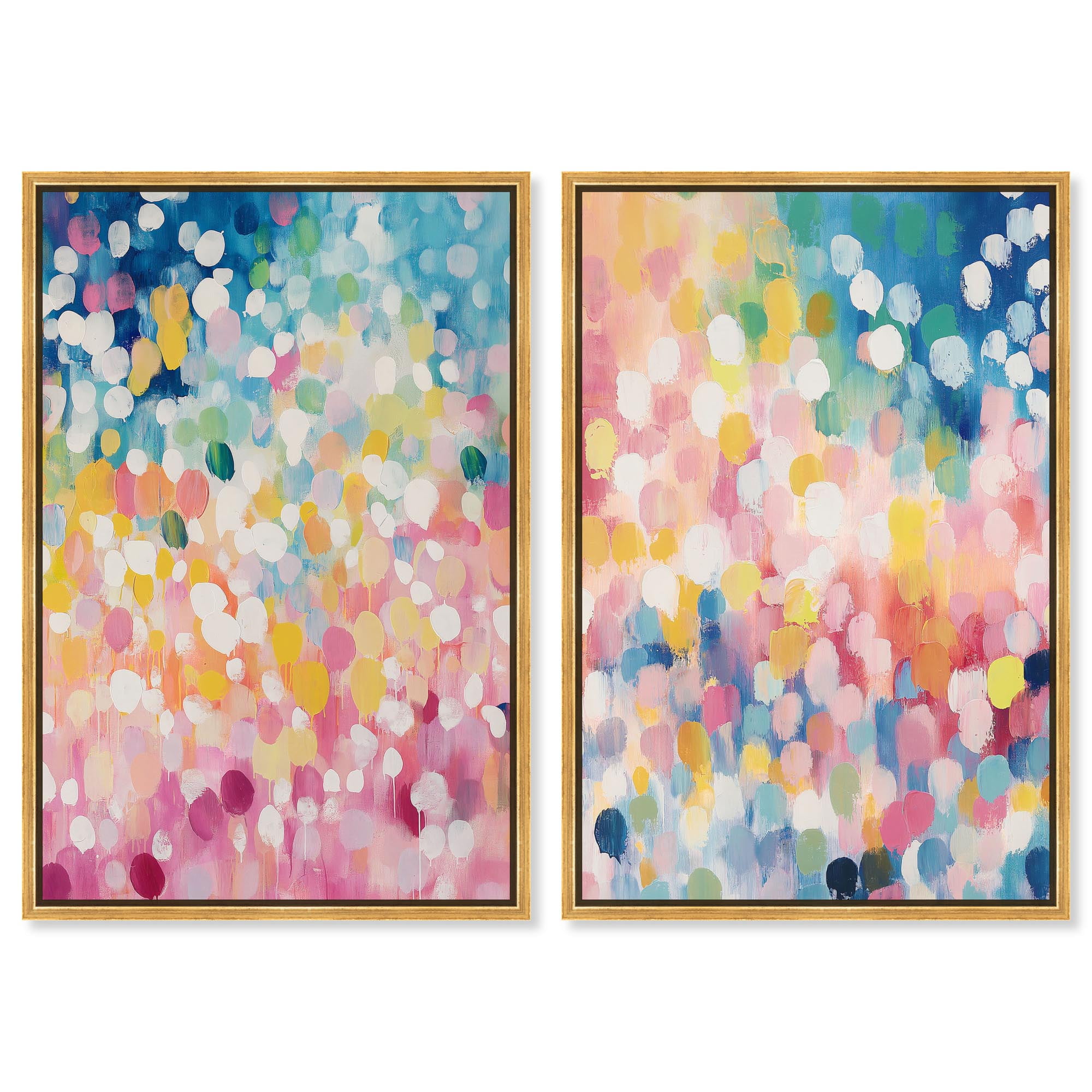 Joyful Rainfall Set Canvas Set of 2 Maximalist Art by Art Remedy, Gold ...