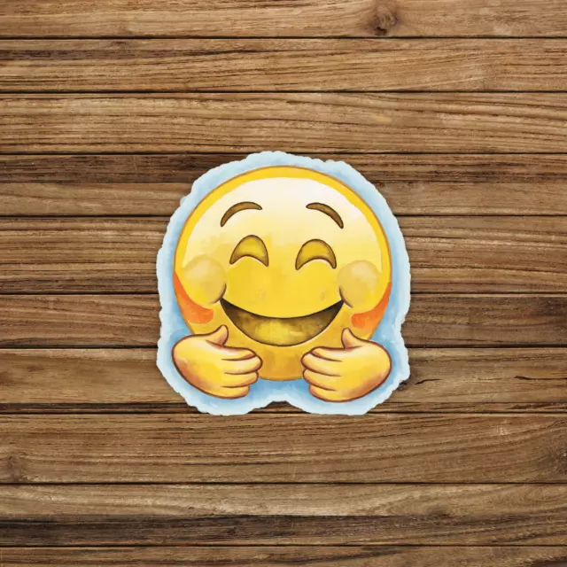 Joyful Smiling Emoji Sticker - Hugging Hands, Thumbs Up Signphone Decal ...