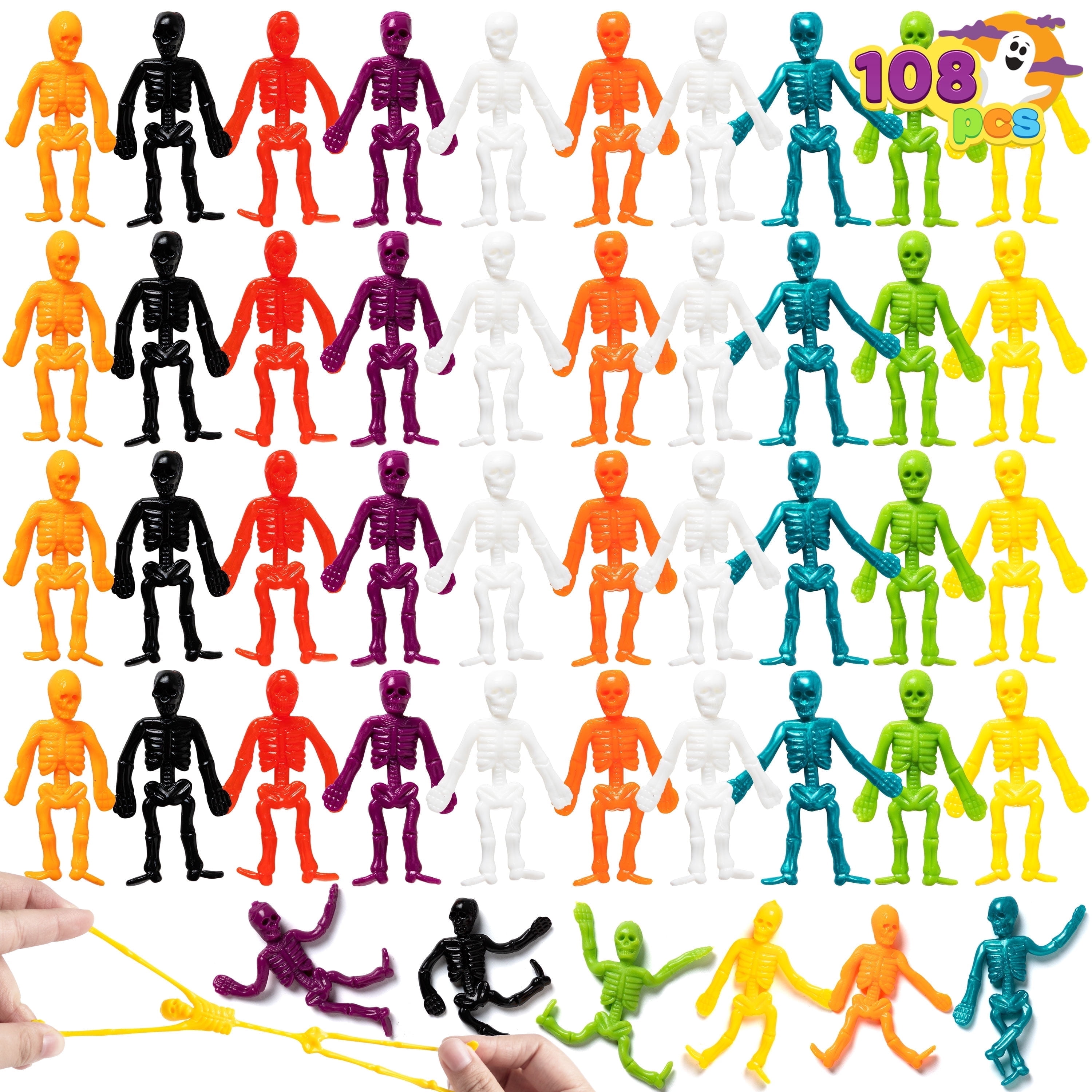 Joyfy 108 Pcs Halloween Stretchy Skeleton Toys,Halloween Toys Bulk for ...