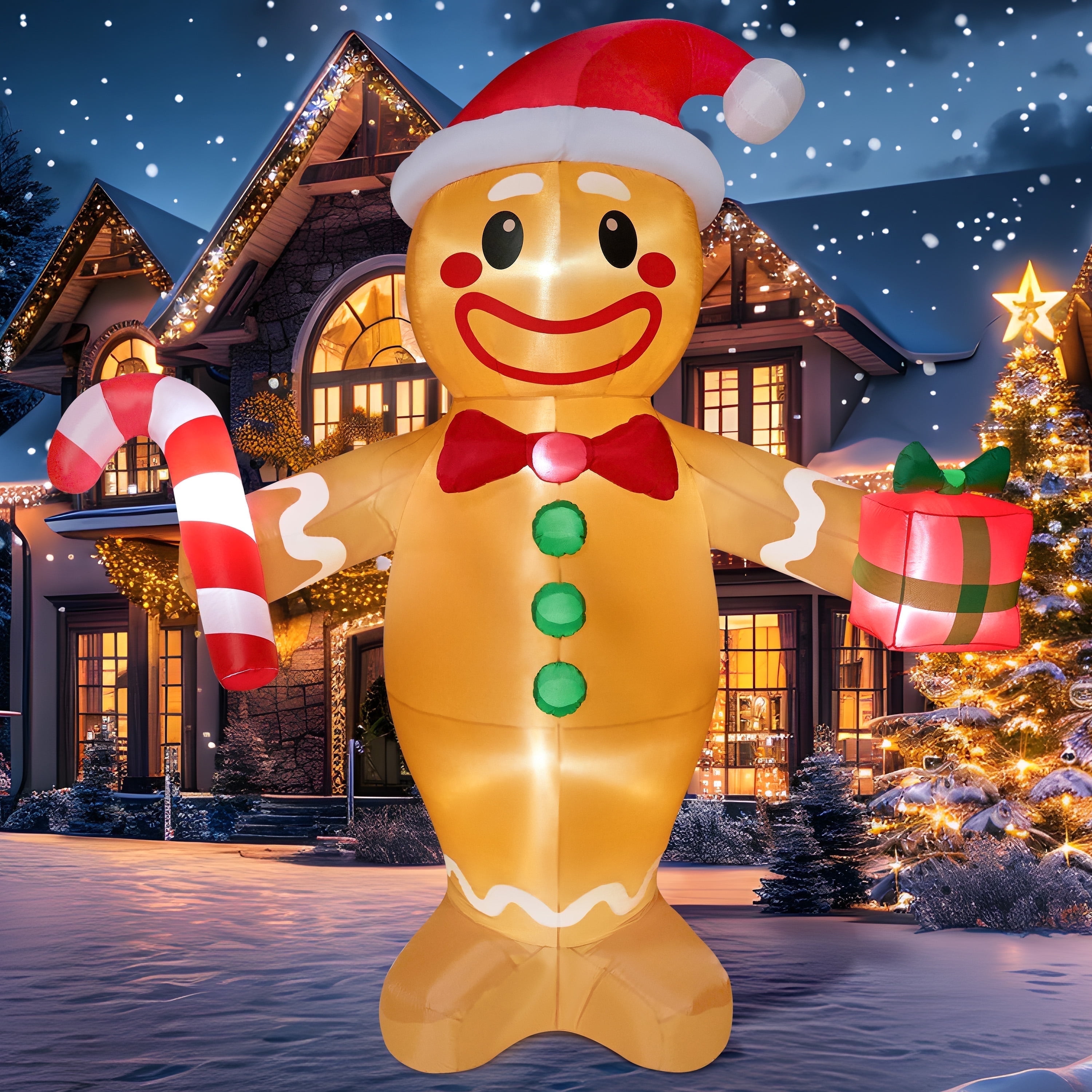 Joyfy 12 FT Christmas Inflatables Gingerbread Man Outdoor Decorations ...
