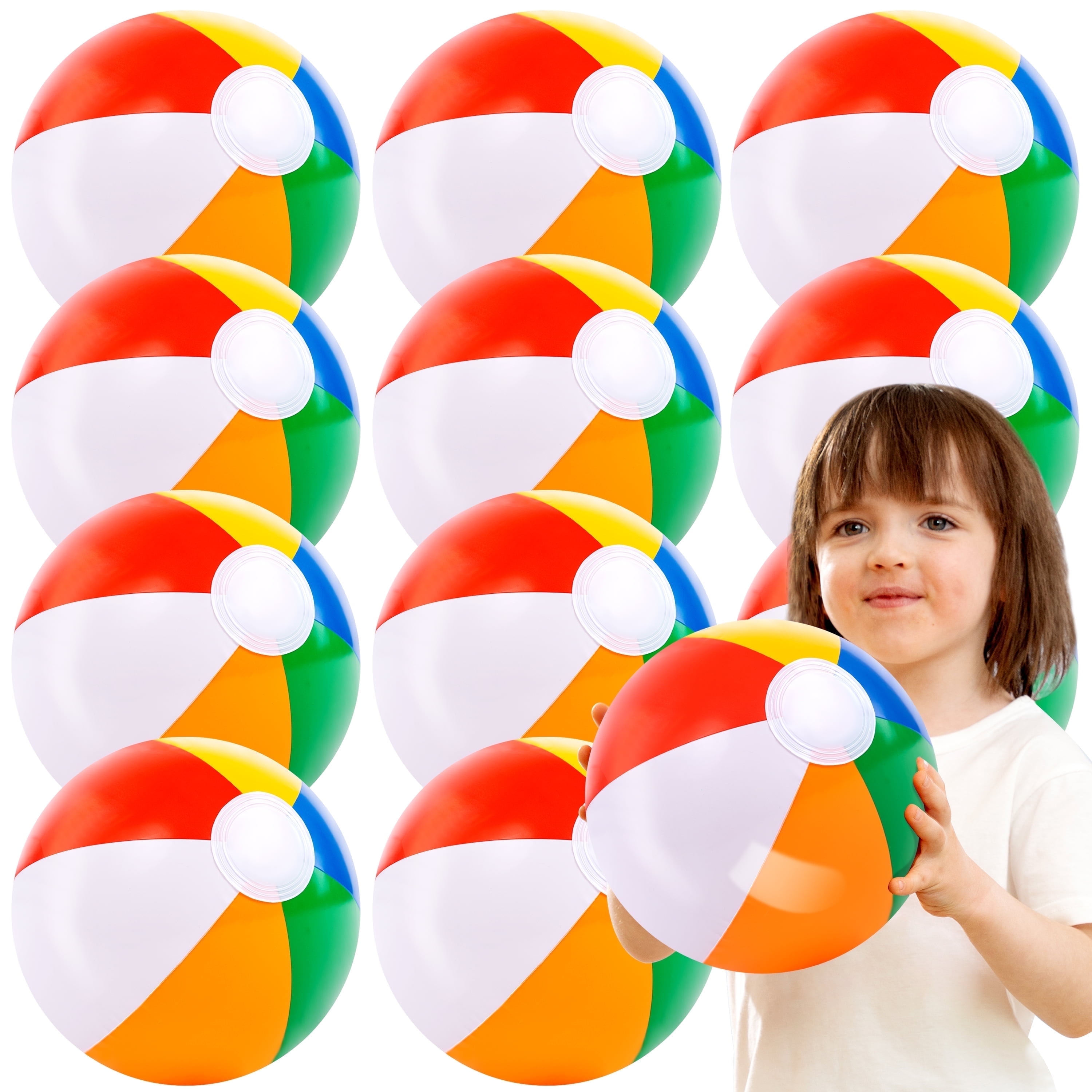 Joyfy 12 Pack Rainbow Beach Balls,12 inch Inflatable Swimming Pool Toys ...