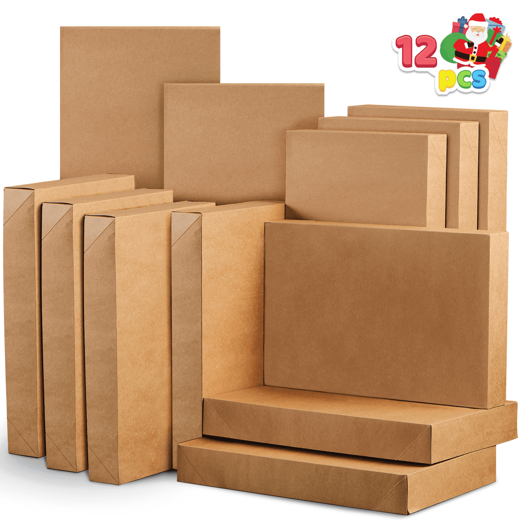 Joyfy 12 Pcs Brown Large Gift Boxes Cardboard Shirt Boxes with Lids for ...
