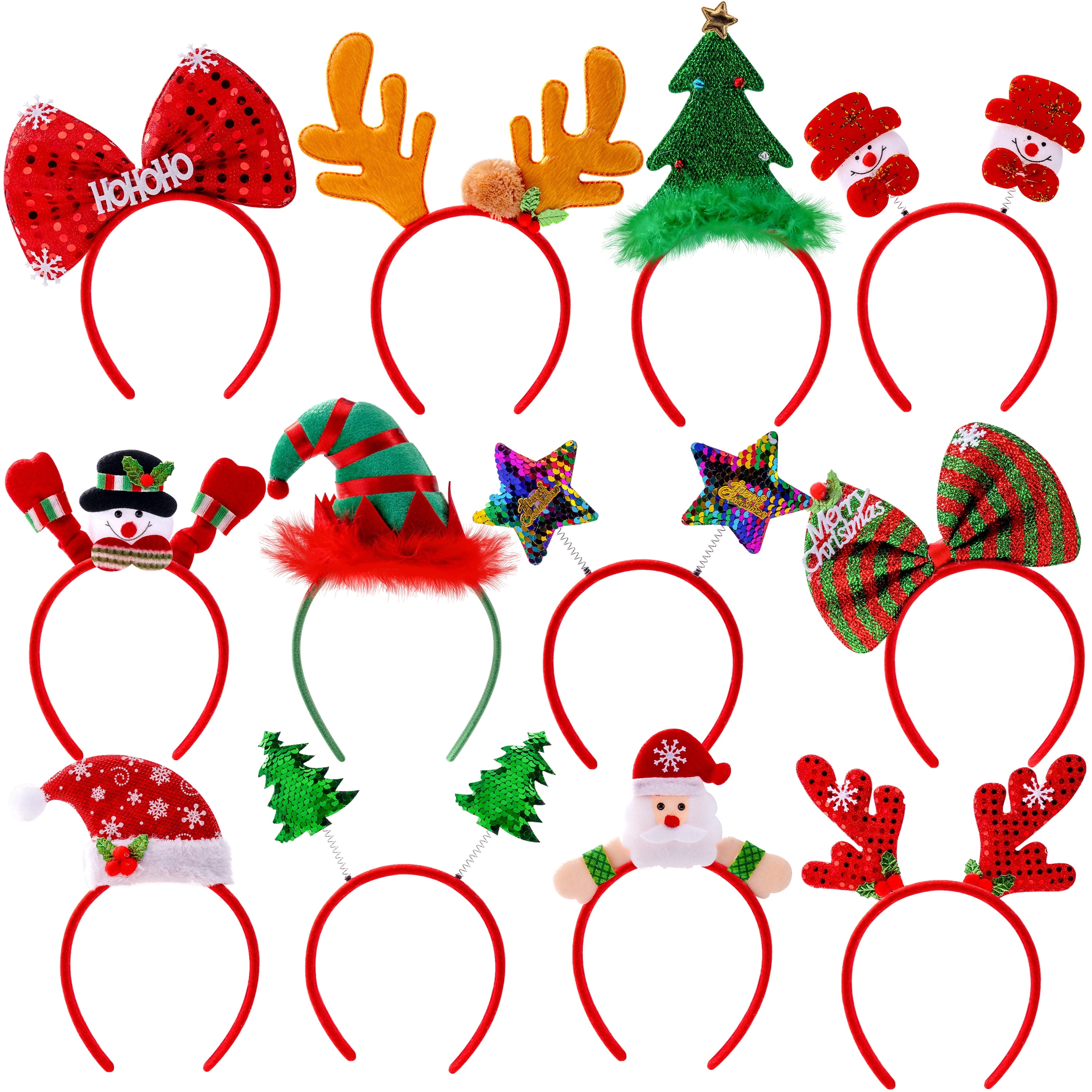 Joyfy 24 Pcs Christmas Headbands with 12 Designs, Classic Christmas ...