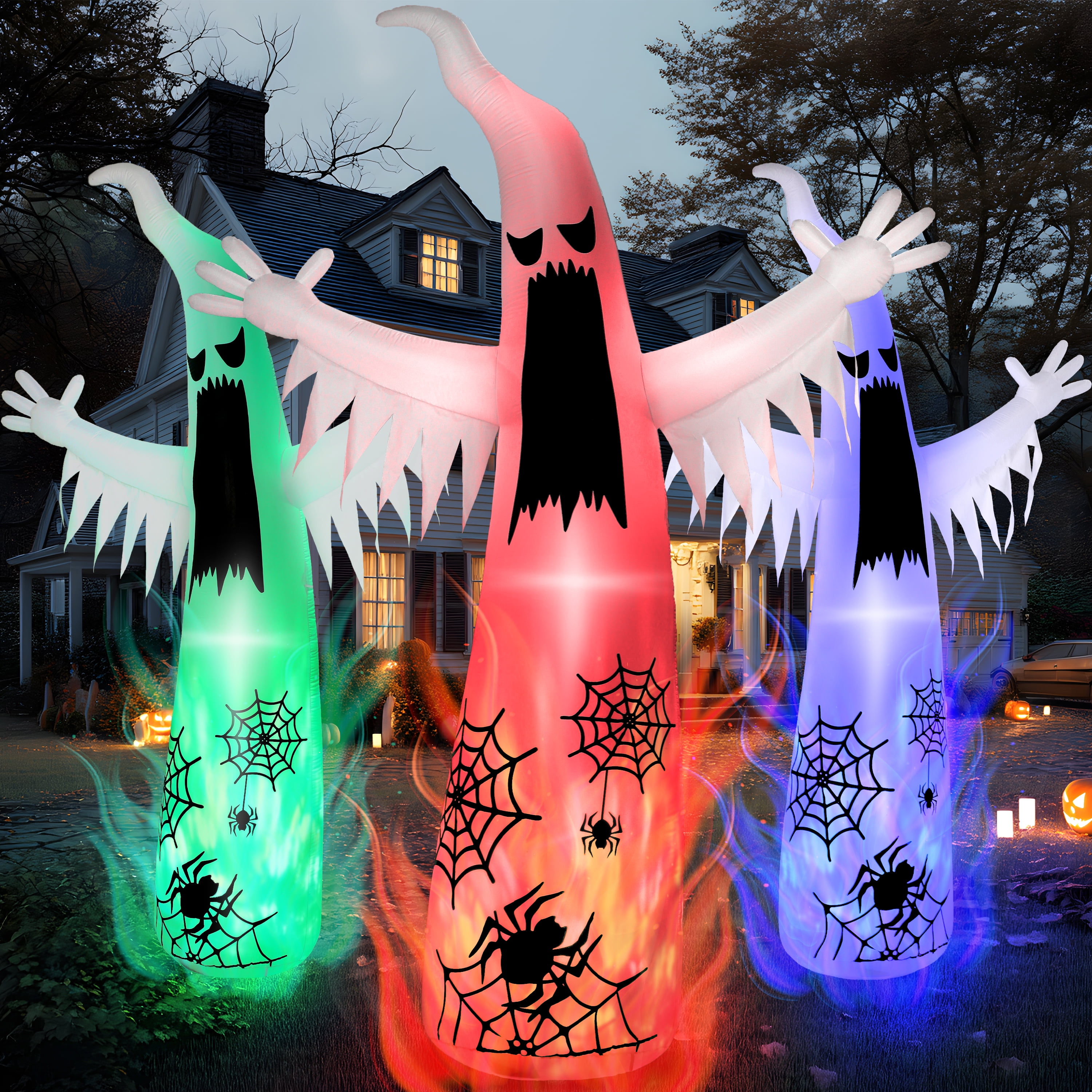 Joyfy 12ft Halloween Ghost Inflatable,Giant Ghost Inflatable Outdoor Halloween Decorations with ...
