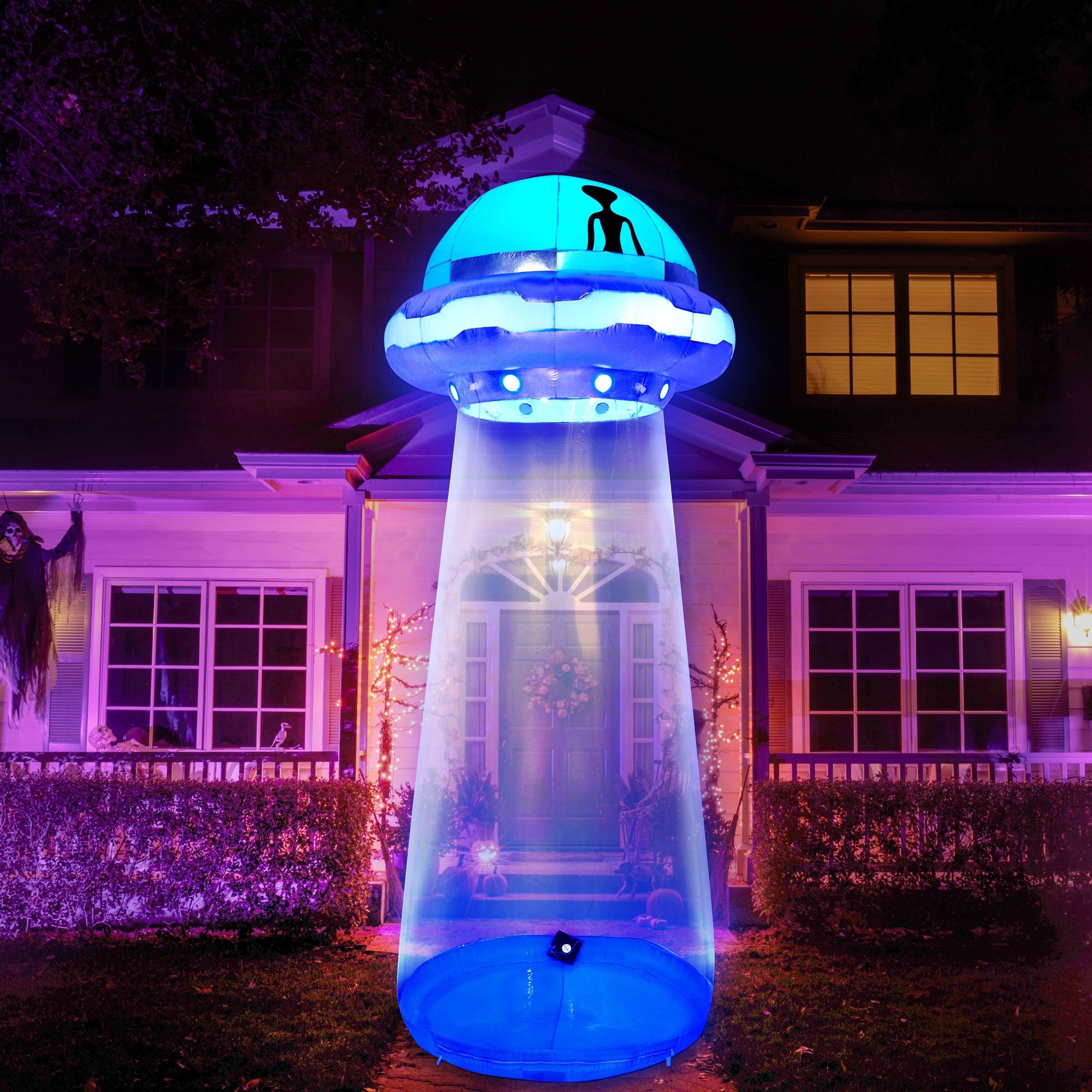 Joyfy 12ft Halloween Inflatable UFO Alien Decoration with Built-in LEDs ...