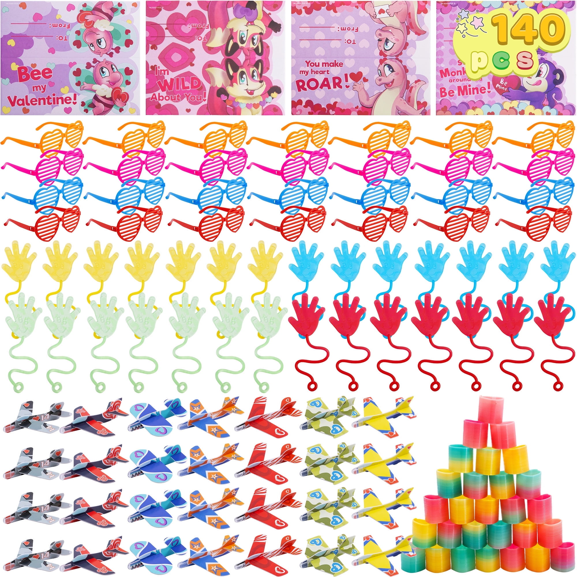 SYNCFUN 140pcs Kids Valentines Day Toy Cards for Classroom Exchange ...