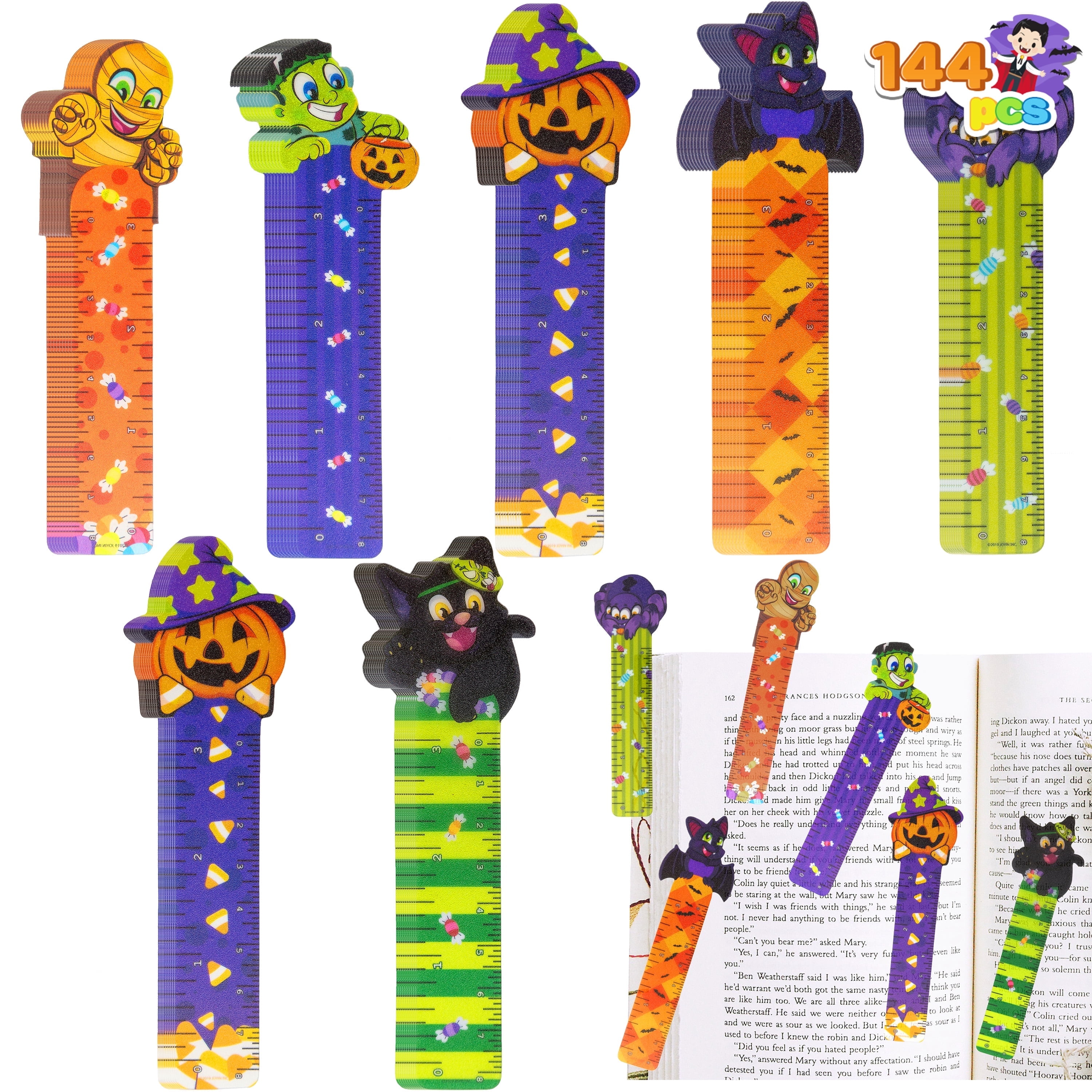 Joyfy 144 Pcs Halloween Bookmark Rulers Stationery Party Favors,Ruler ...