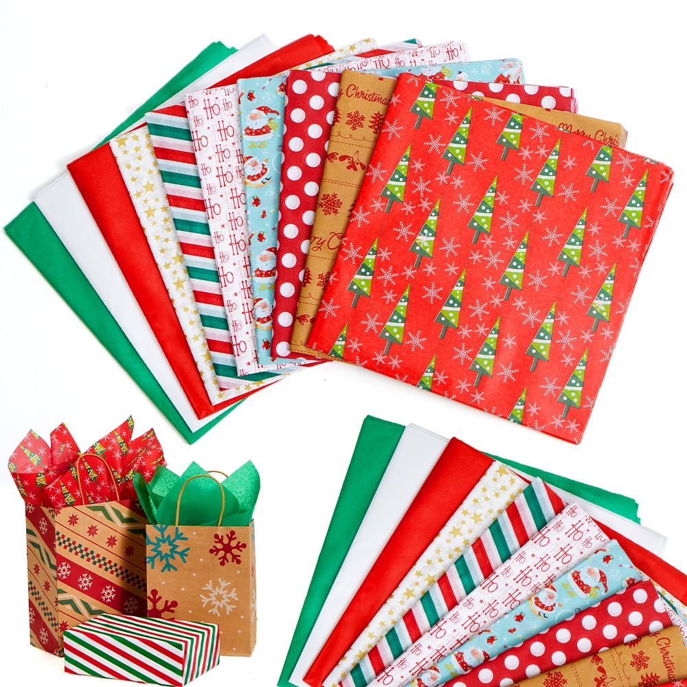 Joyfy 150 Sheets Christmas Tissue Paper Assorted Design 20" x 20" Easy ...