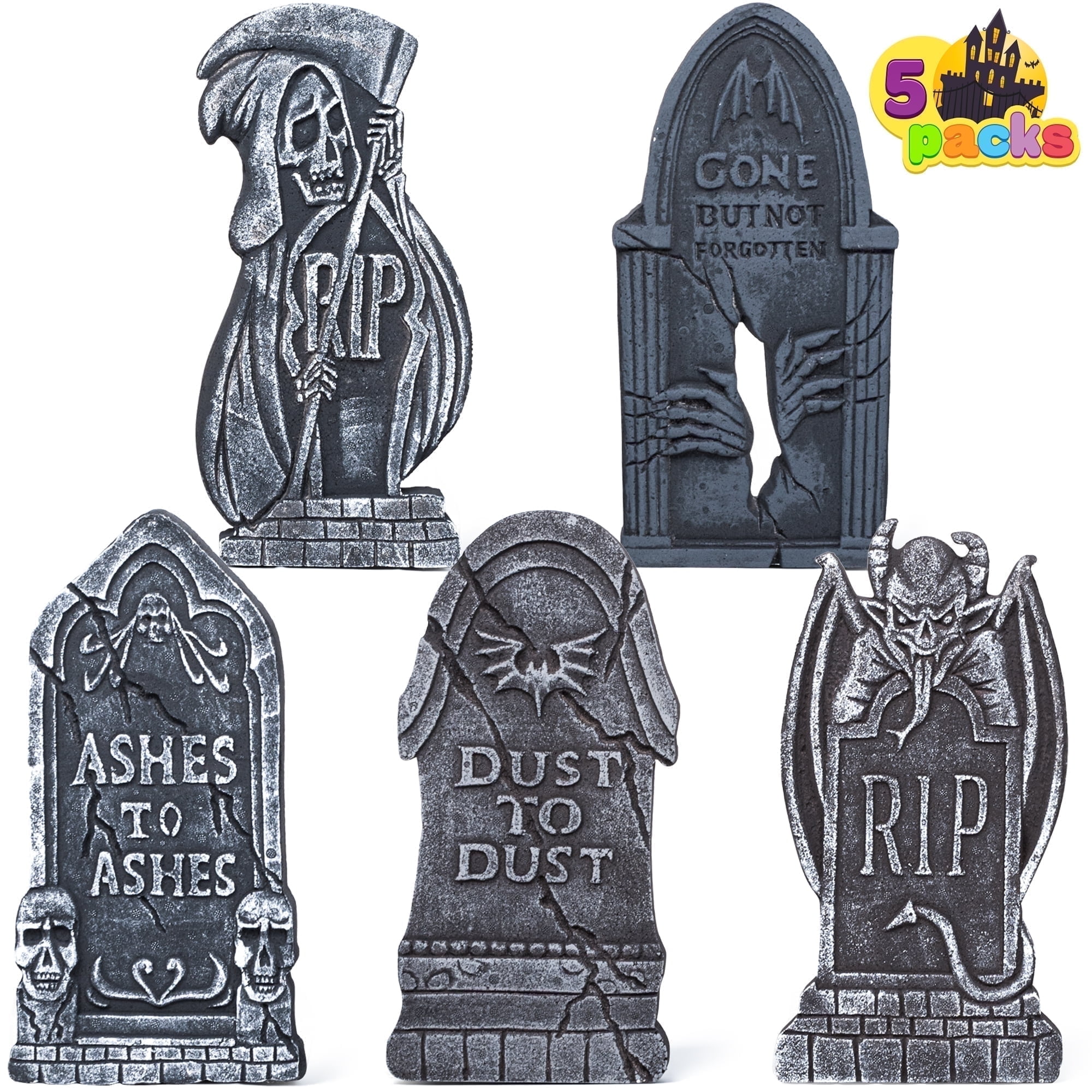 Joyfy 5 Pack Halloween Tombstone Outdoor Decorations,17 Inch Foam RIP ...