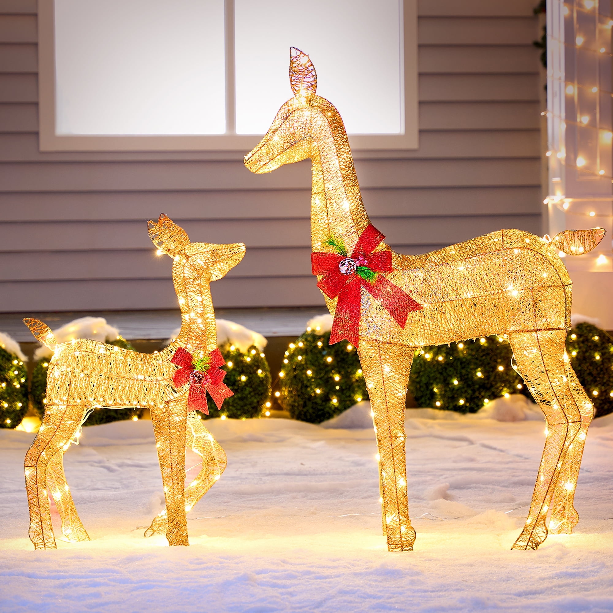 Joyfy 2 Pack Reindeer Christmas Outdoor Yard Light Decorations,210 LED ...