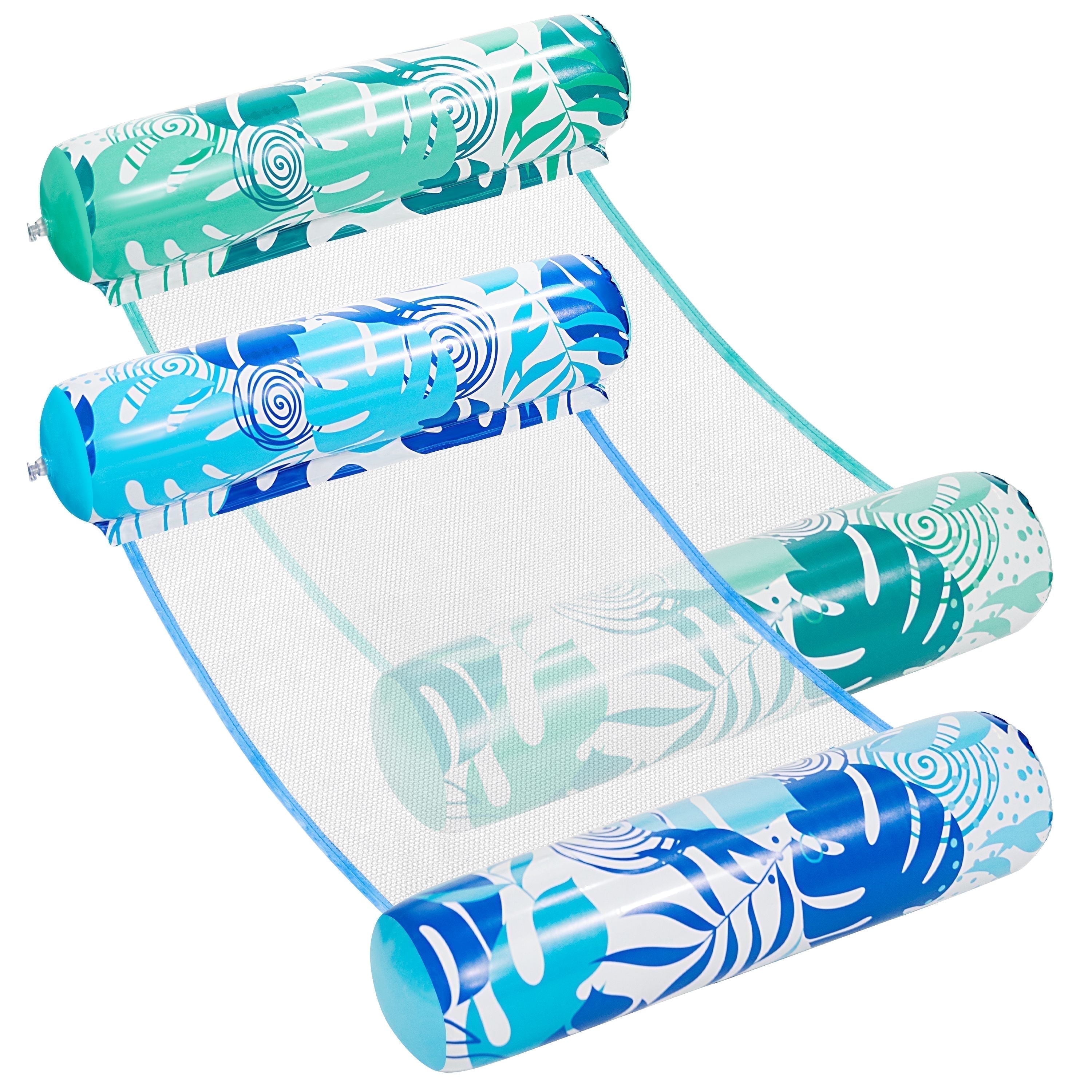 Joyfy 2 Packs Hammock Pool Floats for Adults, 4-in-1 Inflatable PVC ...