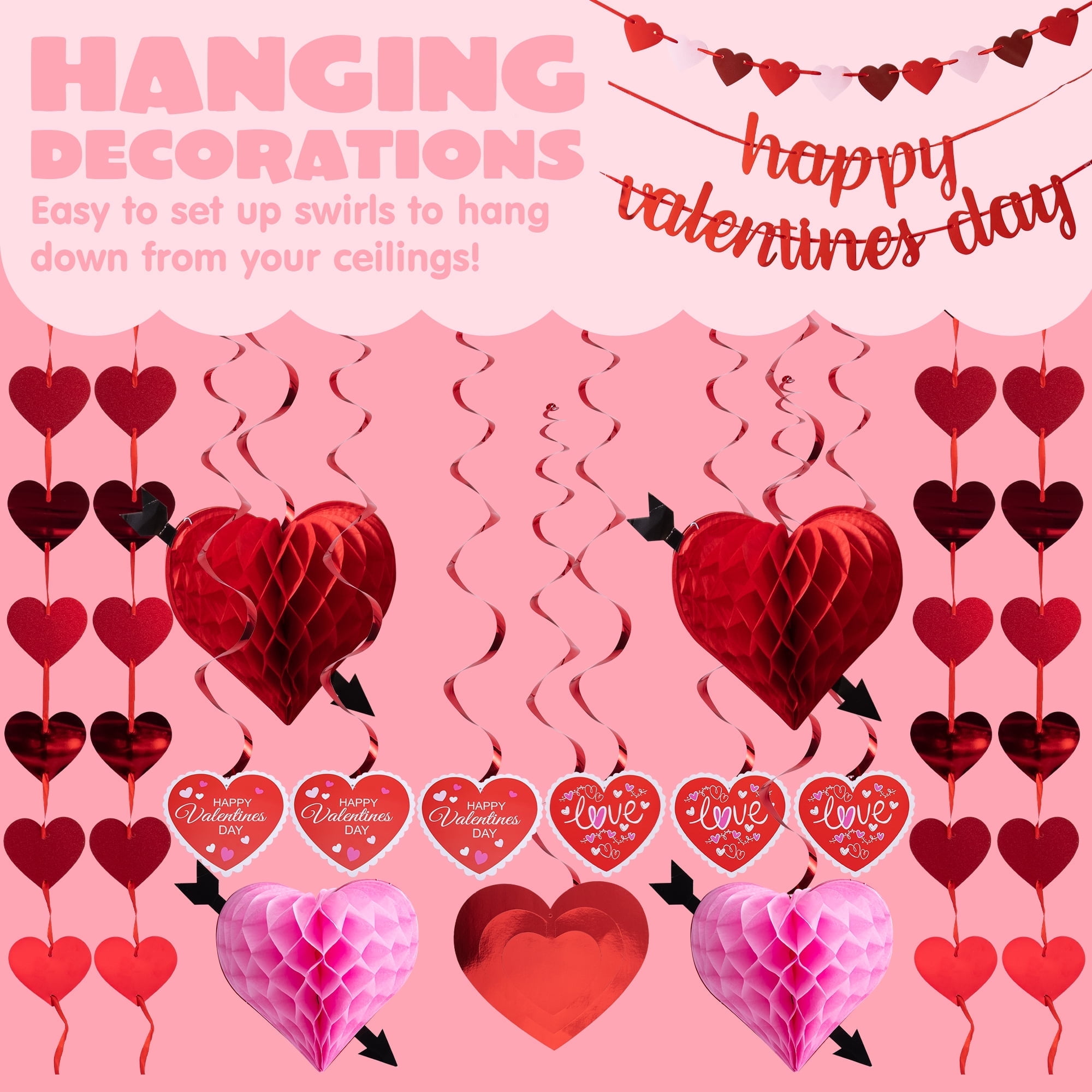 SYNCFUN 20 Pcs Heart Hanging Home Set, Valentine's Day Party ...