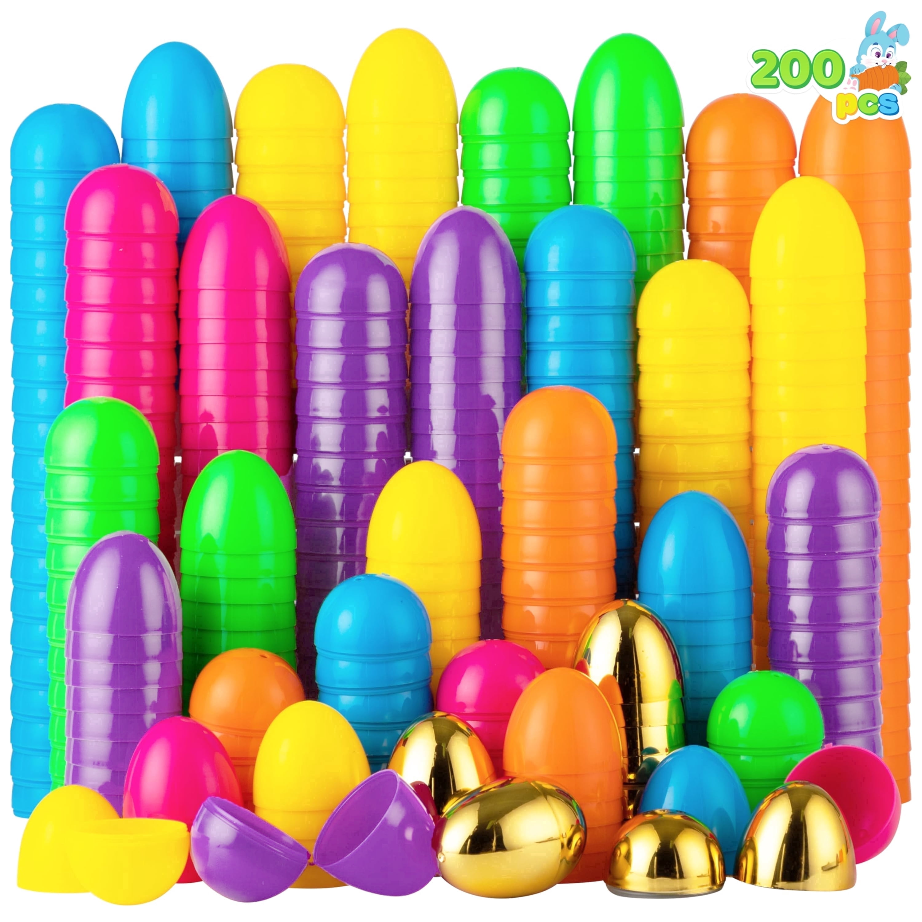 Joyfy 200 Pcs Easter Eggs, Plastic 2.3" 194 Pcs Colorful with 6 Pcs ...