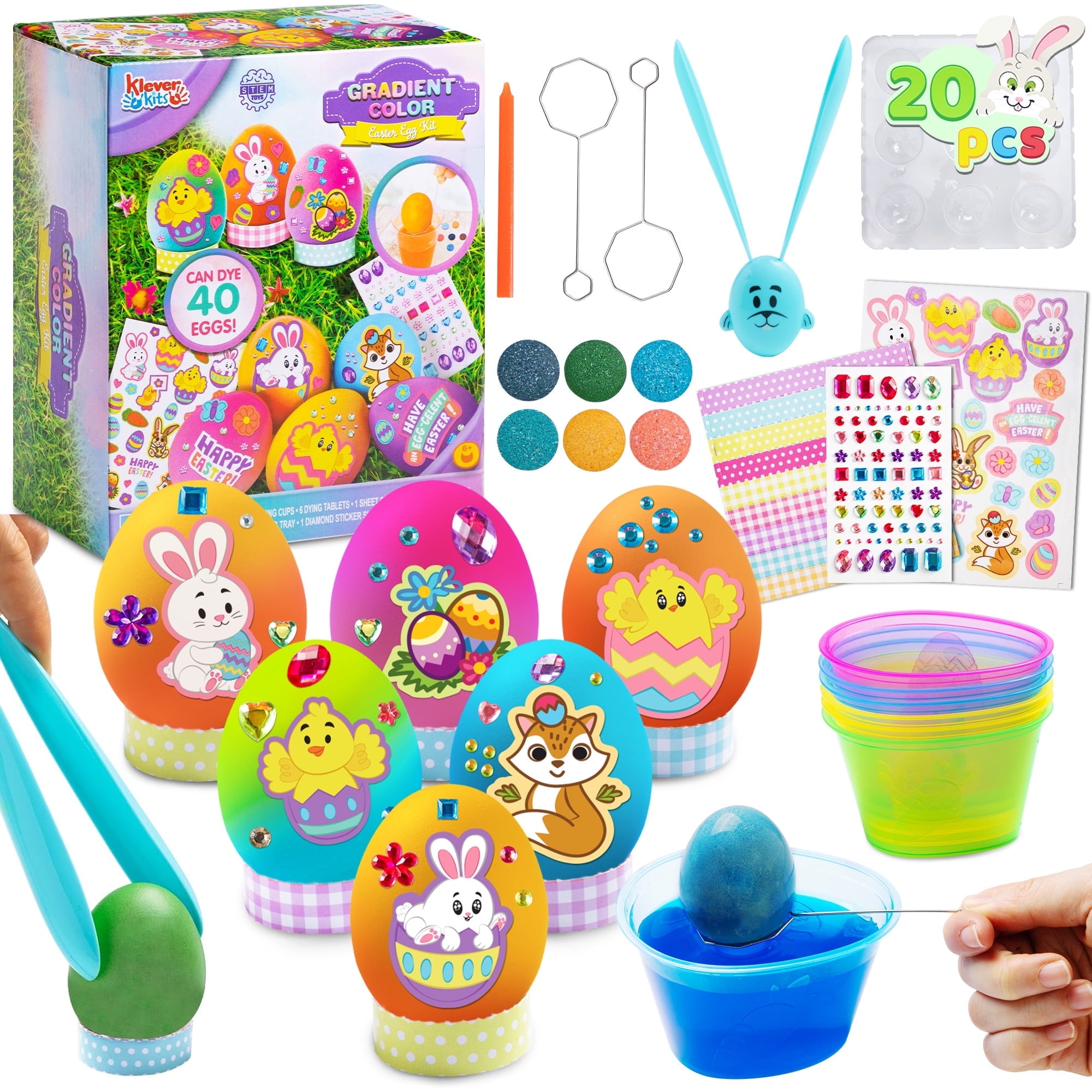 SYNCFUN 20Pcs DIY Easter Egg Dye Kit with Painting Accessories, Egg ...