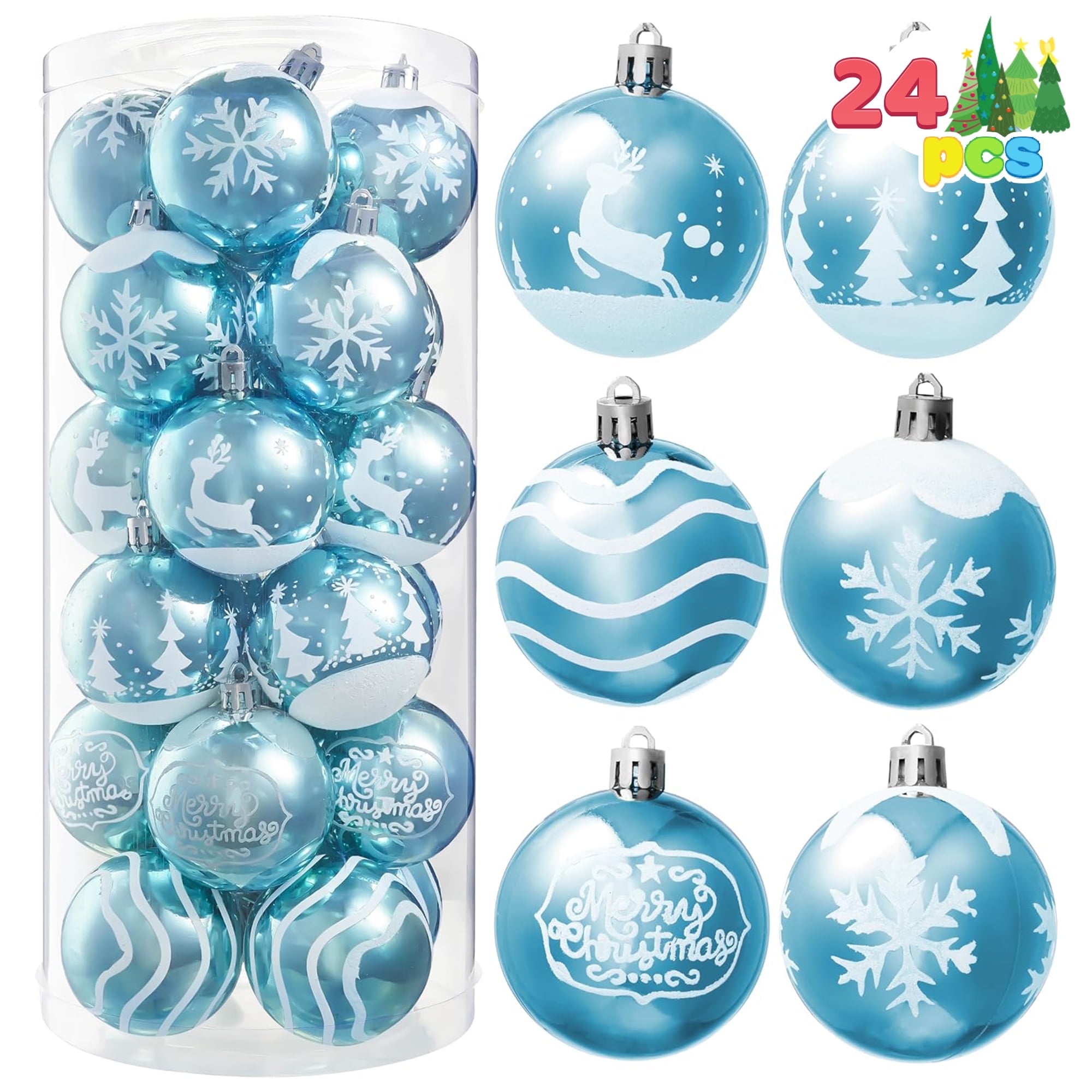 Joyfy 24 Pcs Christmas Ball Ornaments 2.3" Christmas Tree Decoration ...