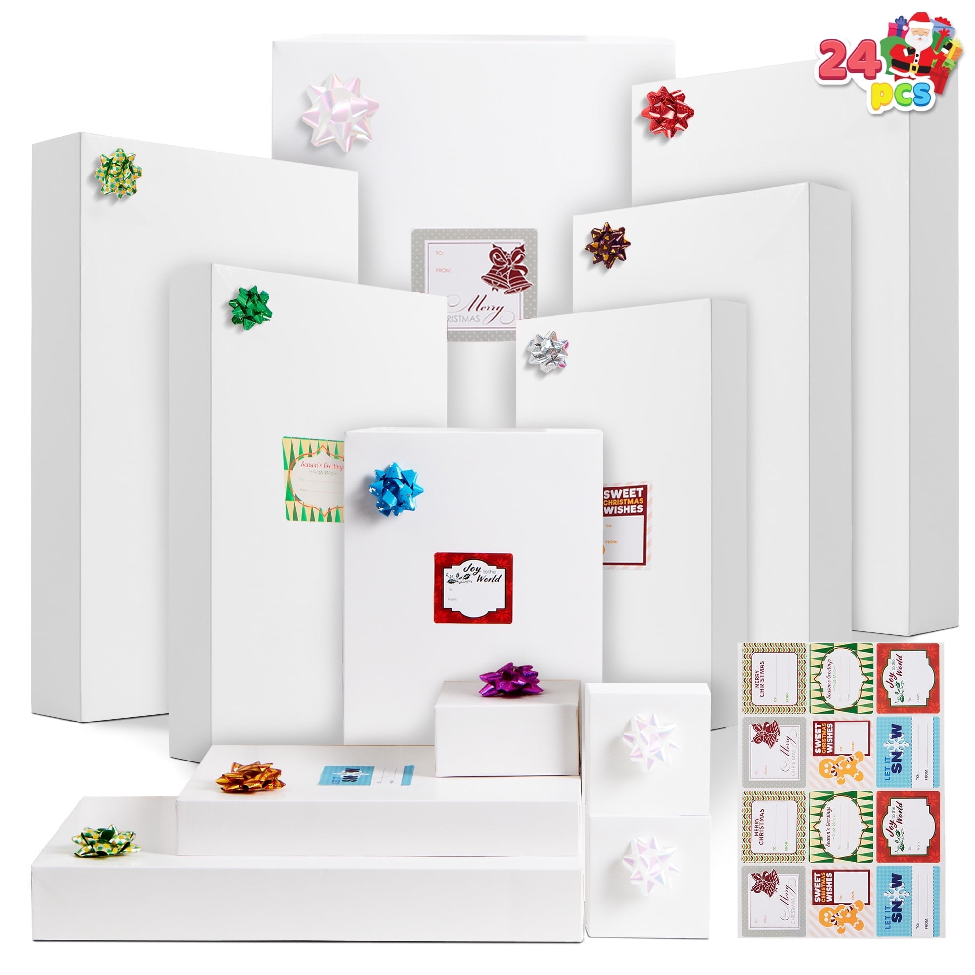 Joyfy 24 Pcs Christmas Shirt Gift Box, Assorted Sizes White Paper Gift ...