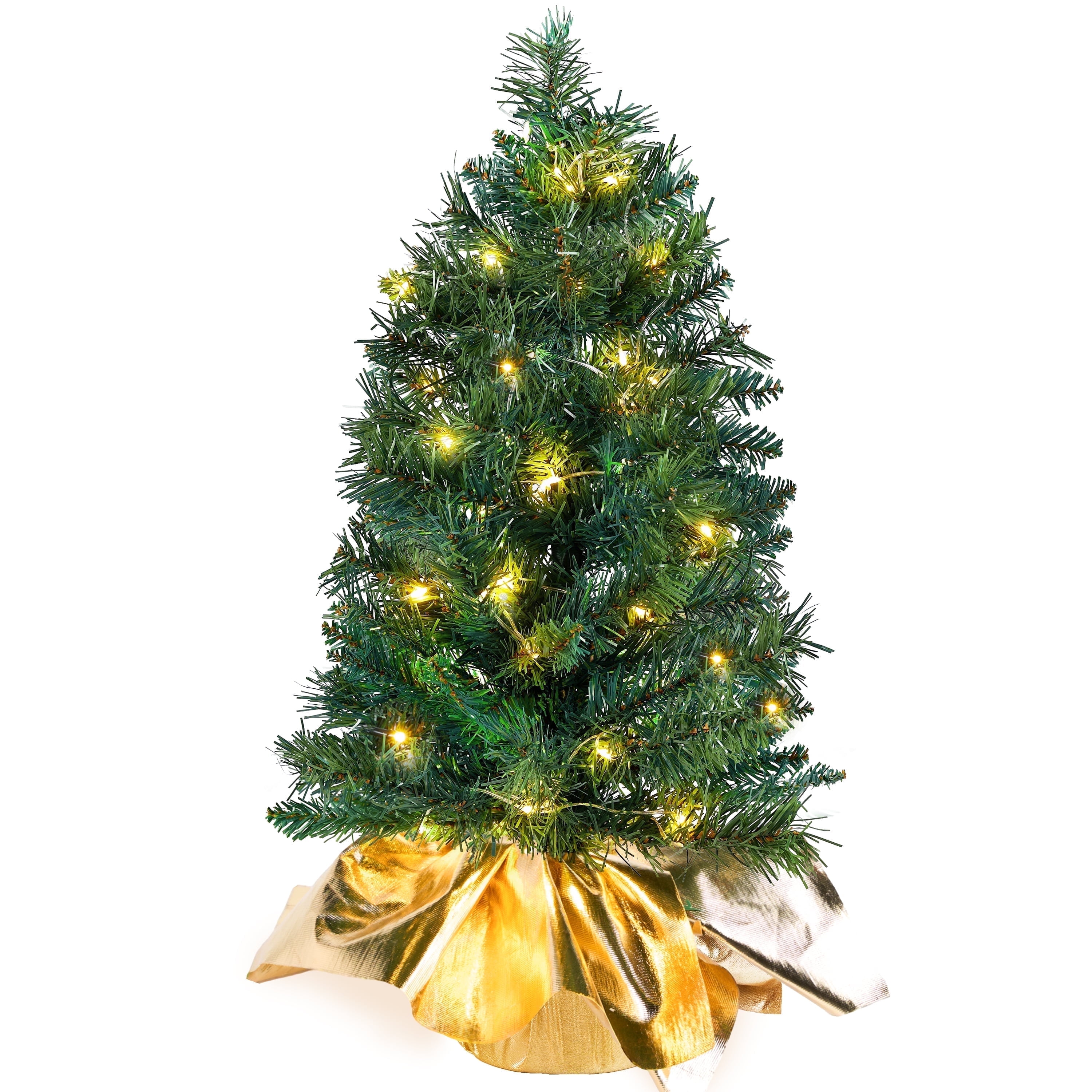 Joyfy 24" Small Christmas Tree with LED Warm Lights, Table Top ...