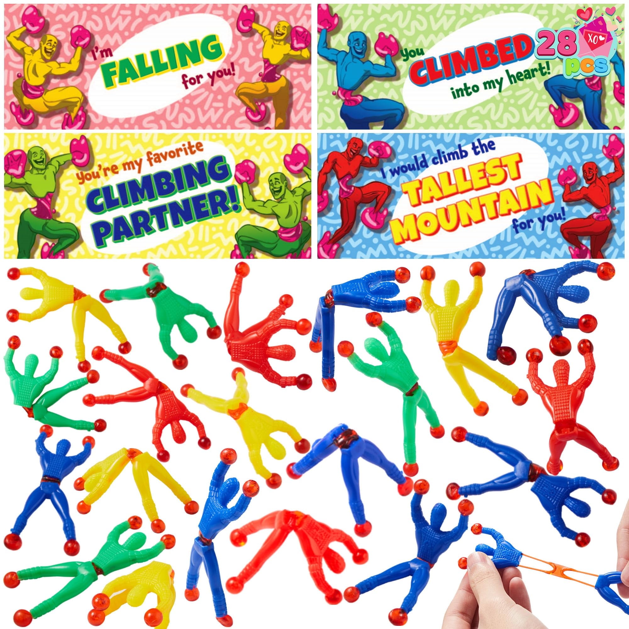 SYNCFUN 28 PCS Valentine's Day Cards with Wall Climbing Men, Stress ...