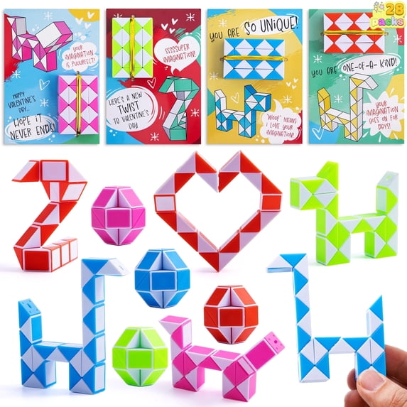 SYNCFUN 28 Packs Kids Valentine's Day Cards with Fidget Cube Magic ...