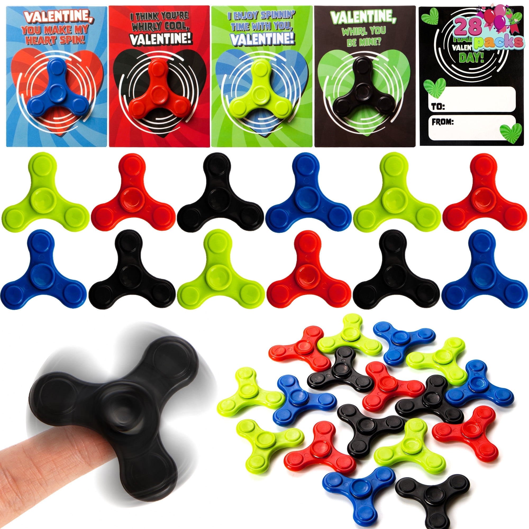 Syncfun 56-Piece Valentine Party Set with Fidget Spinners and Cards ...