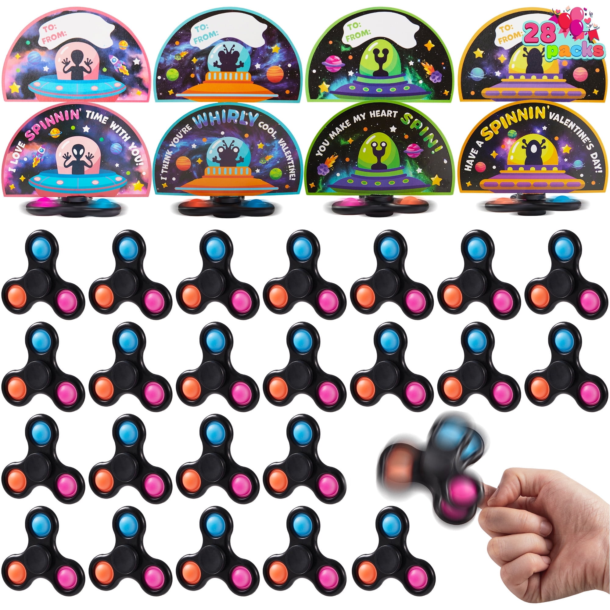 SYNCFUN 56 Pcs Valentines Fidget Spinner Toy and Card Set for Kids ...