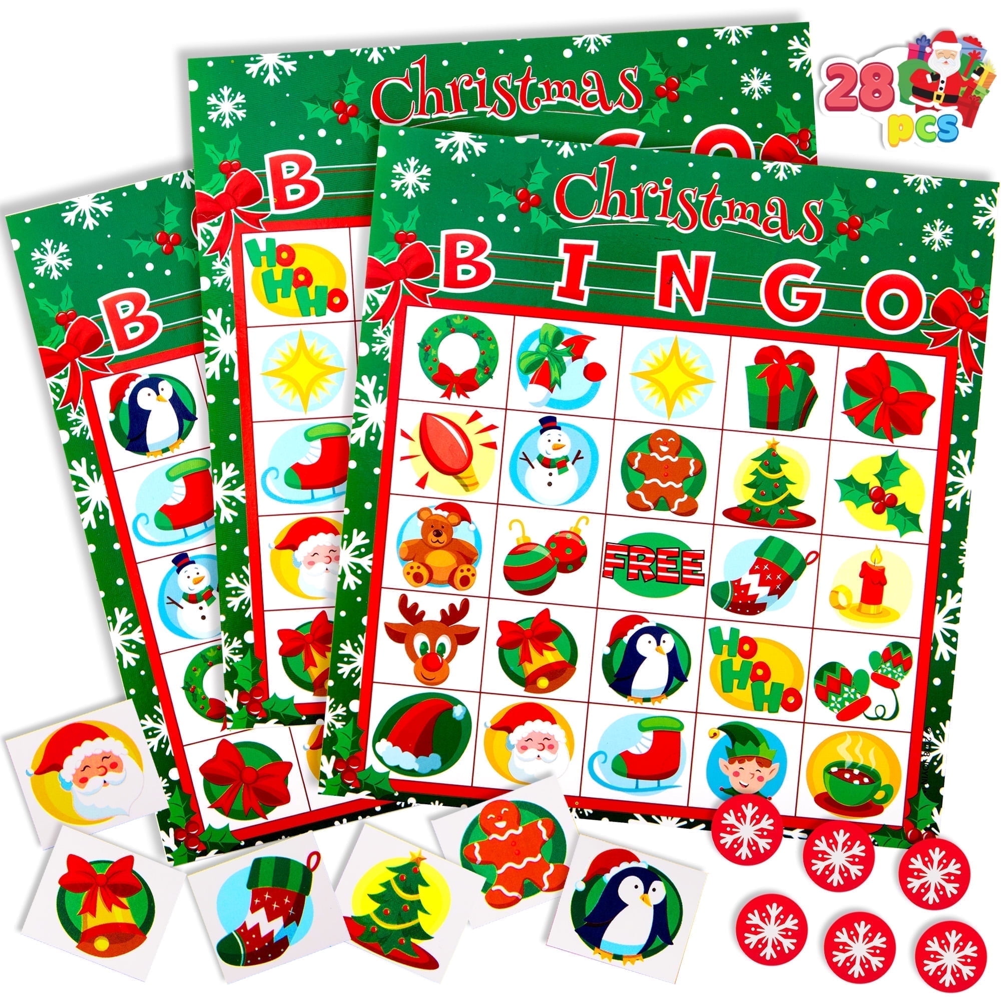 Joyfy 28 Players Christmas Bingo Card Games Set for Kids Xmas Party ...