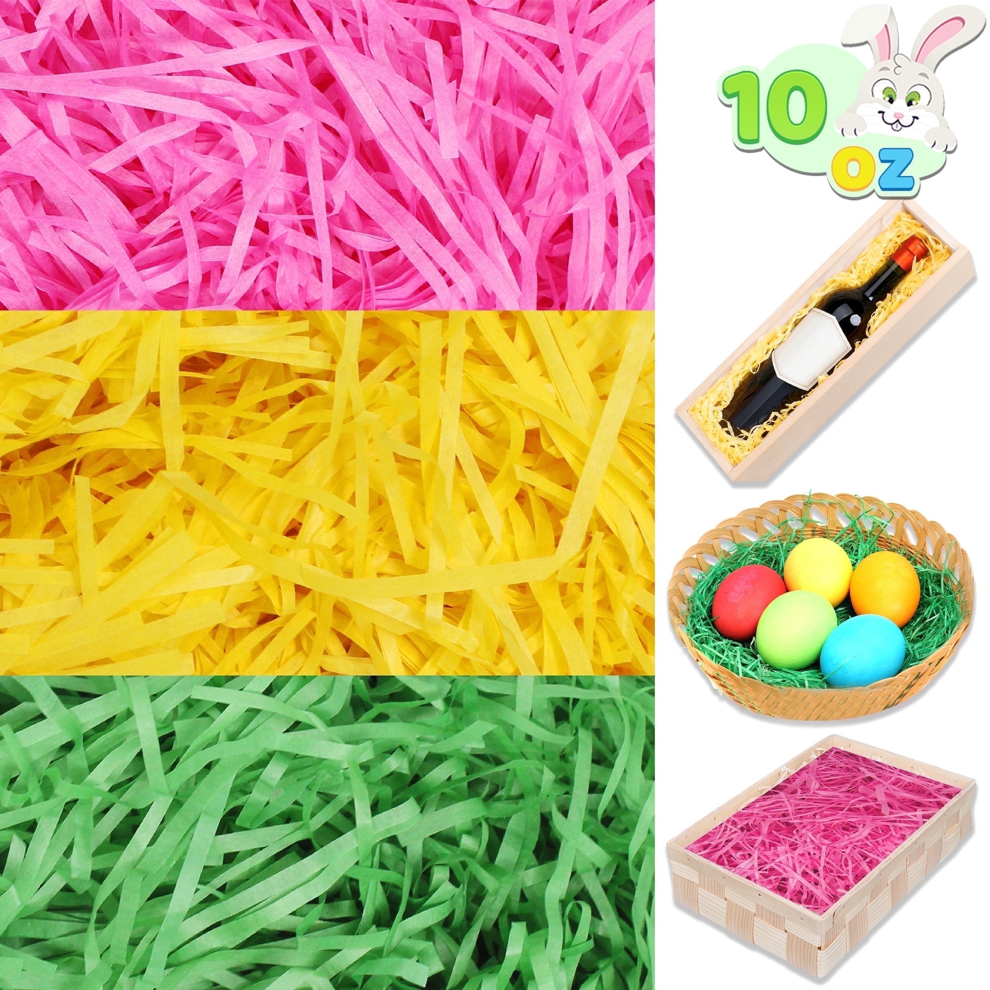 SYNCFUN 280g Easter Basket Grass, Recyclable Paper Shred Filler in Pink ...