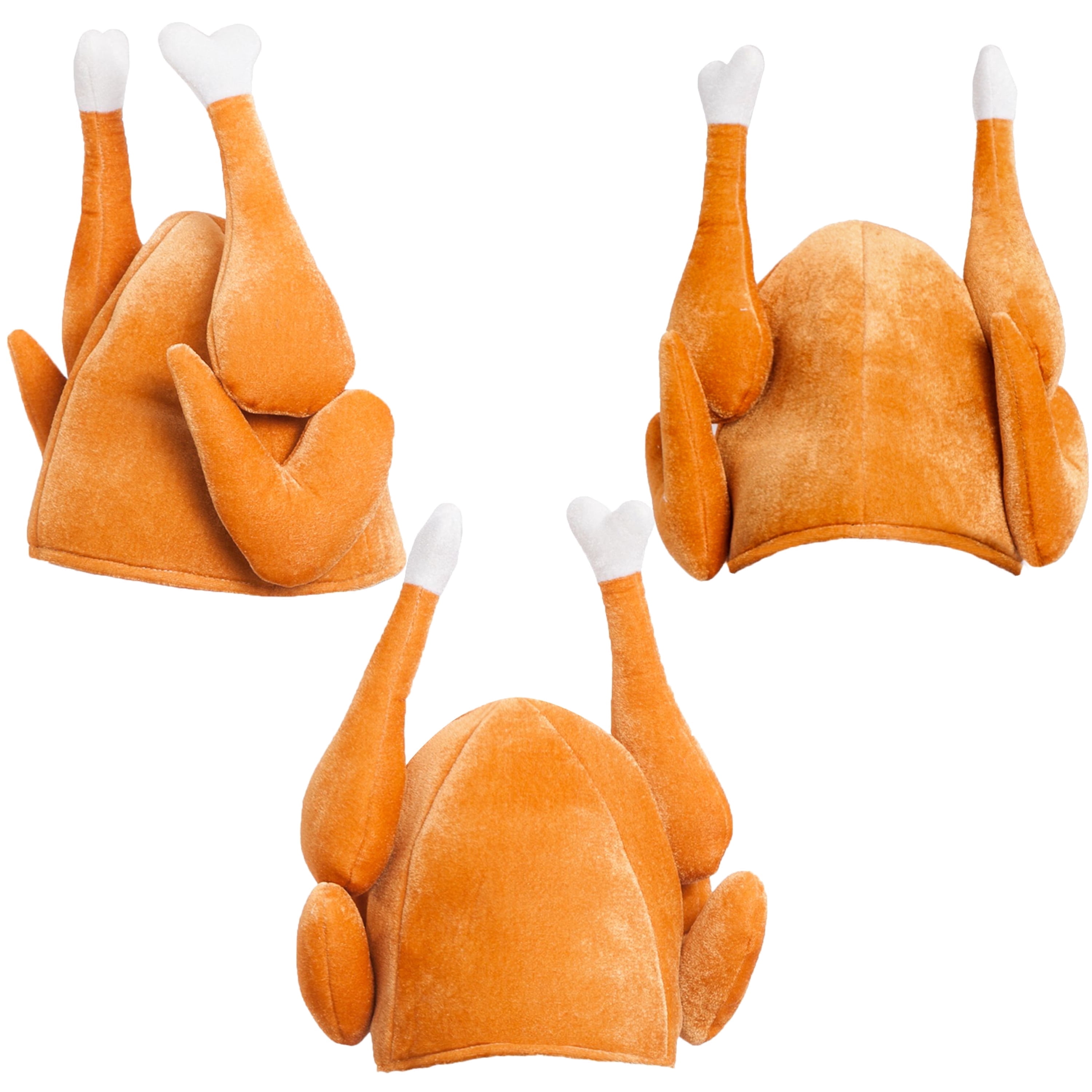 Joyfy 3 Pack Plush Roast Turkey Hats for Adults Kids, Thanksgiving ...