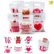 TETOU 50pcs Valentine's Day Candy Treat Bags Cellophane Gift Snack Bag ...