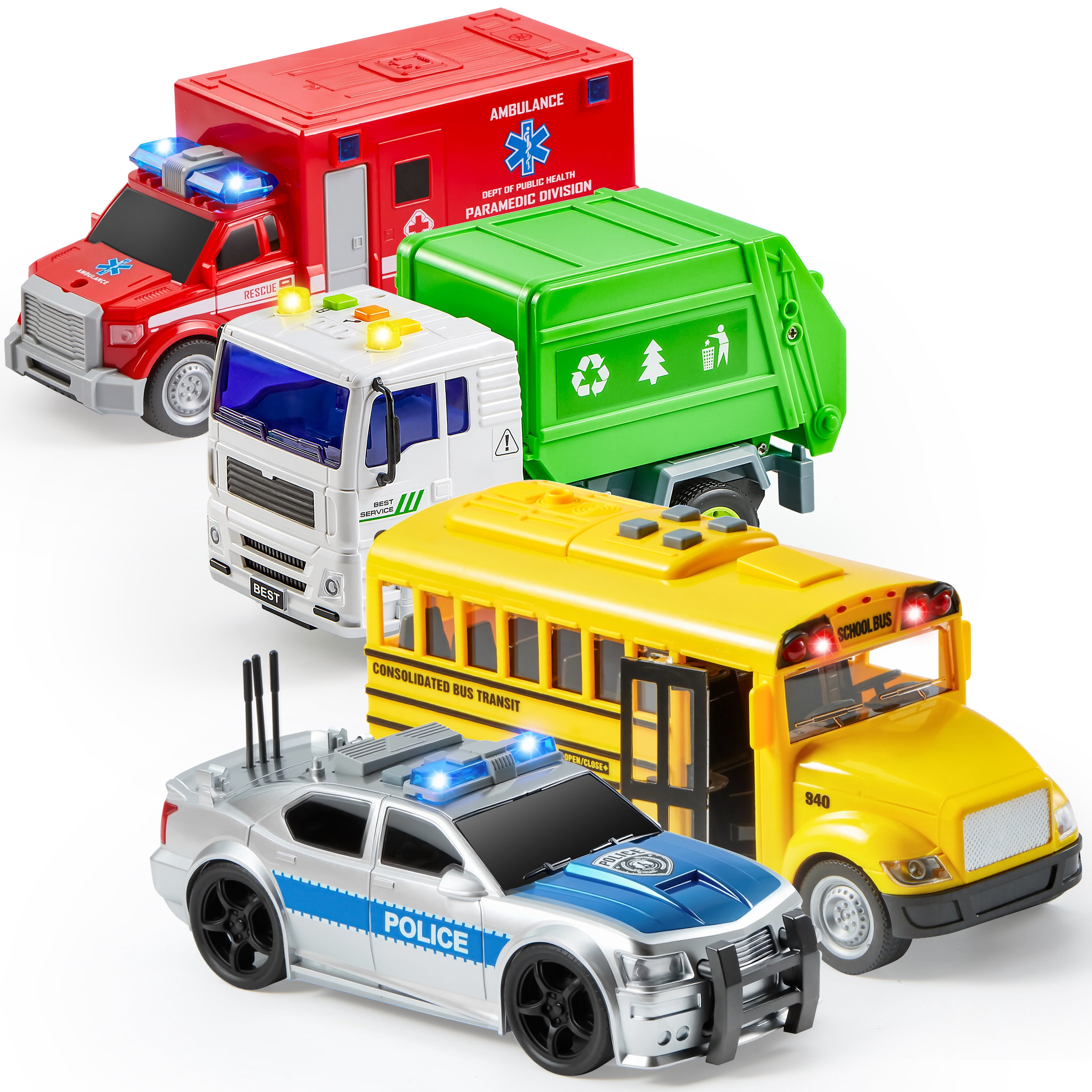 Free Shipping! Joyfy 4 Pack 7-inch Vehicle Toy Set for Toddlers ...