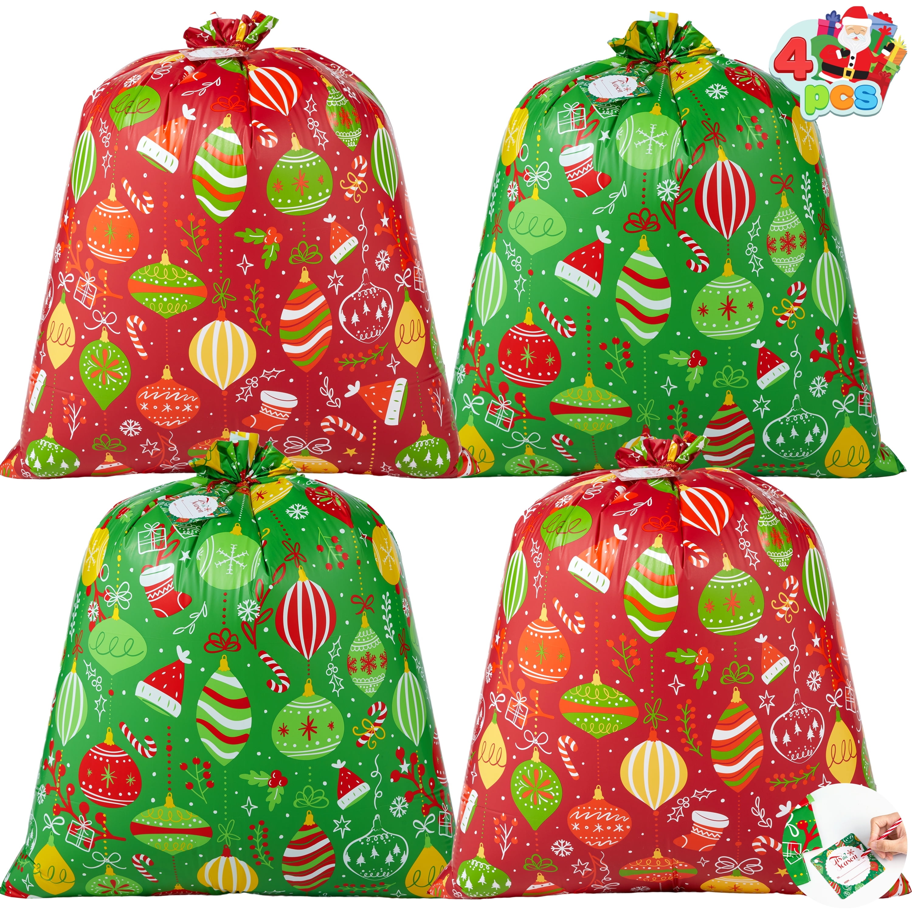 Joyfy 4 Pcs Large Christmas Gift Bags Xmas Presents 44”x 36” Jumbo ...
