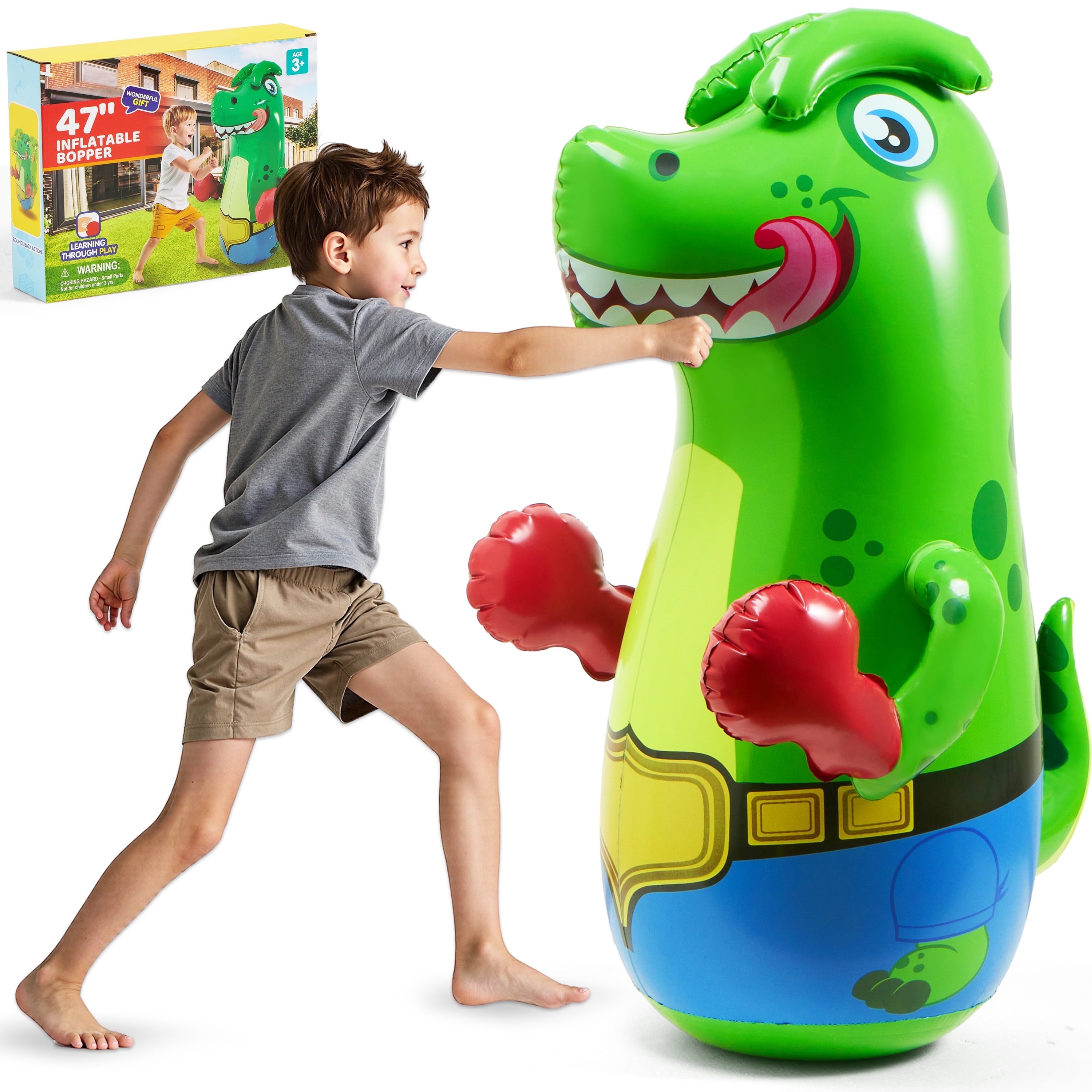 Joyfy Inflatable Dinosaur Punching Bag for Kids,47”Tall Boxing Bag for ...