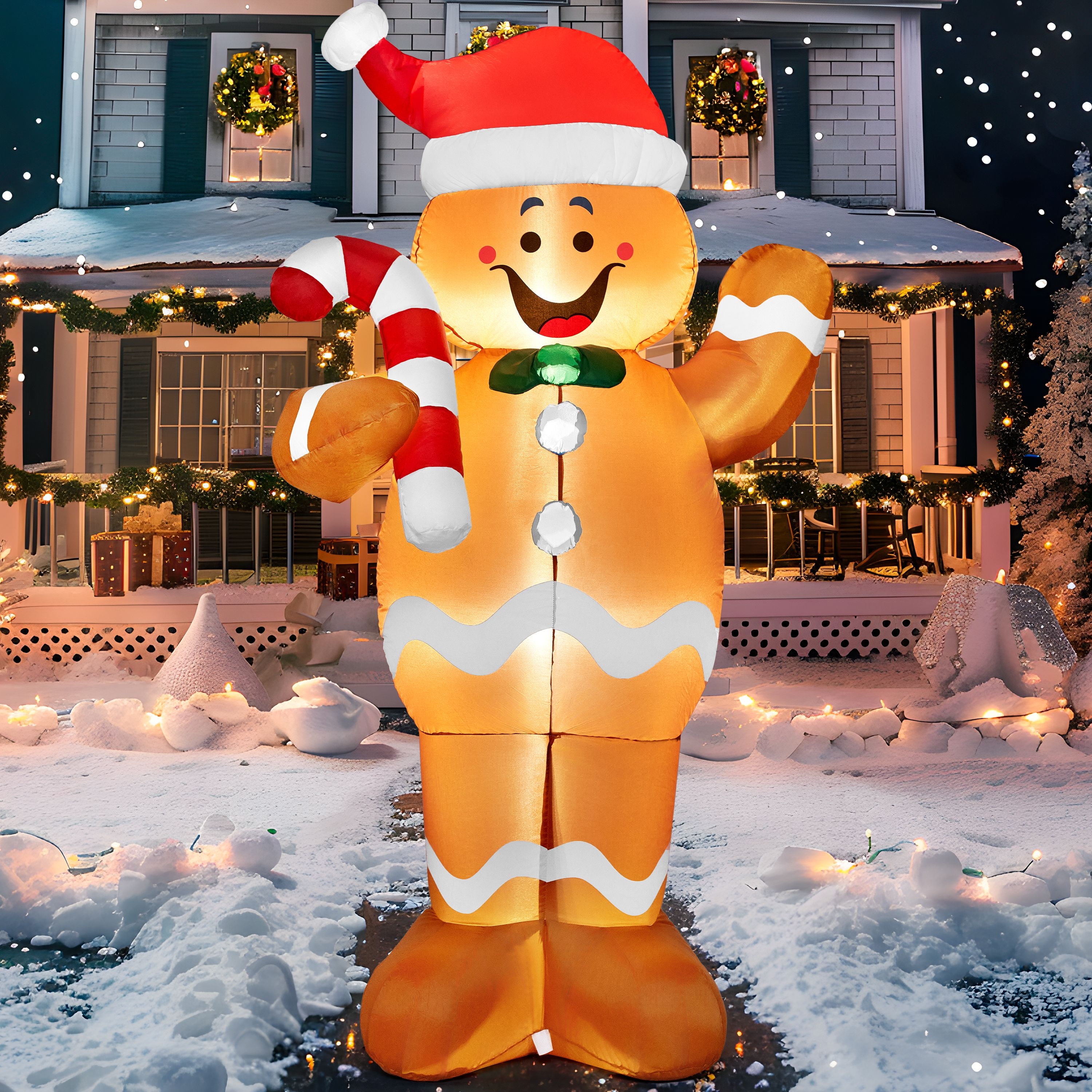 Joyfy 5 ft Christmas Inflatables Gingerbread Outdoor Decorations ...