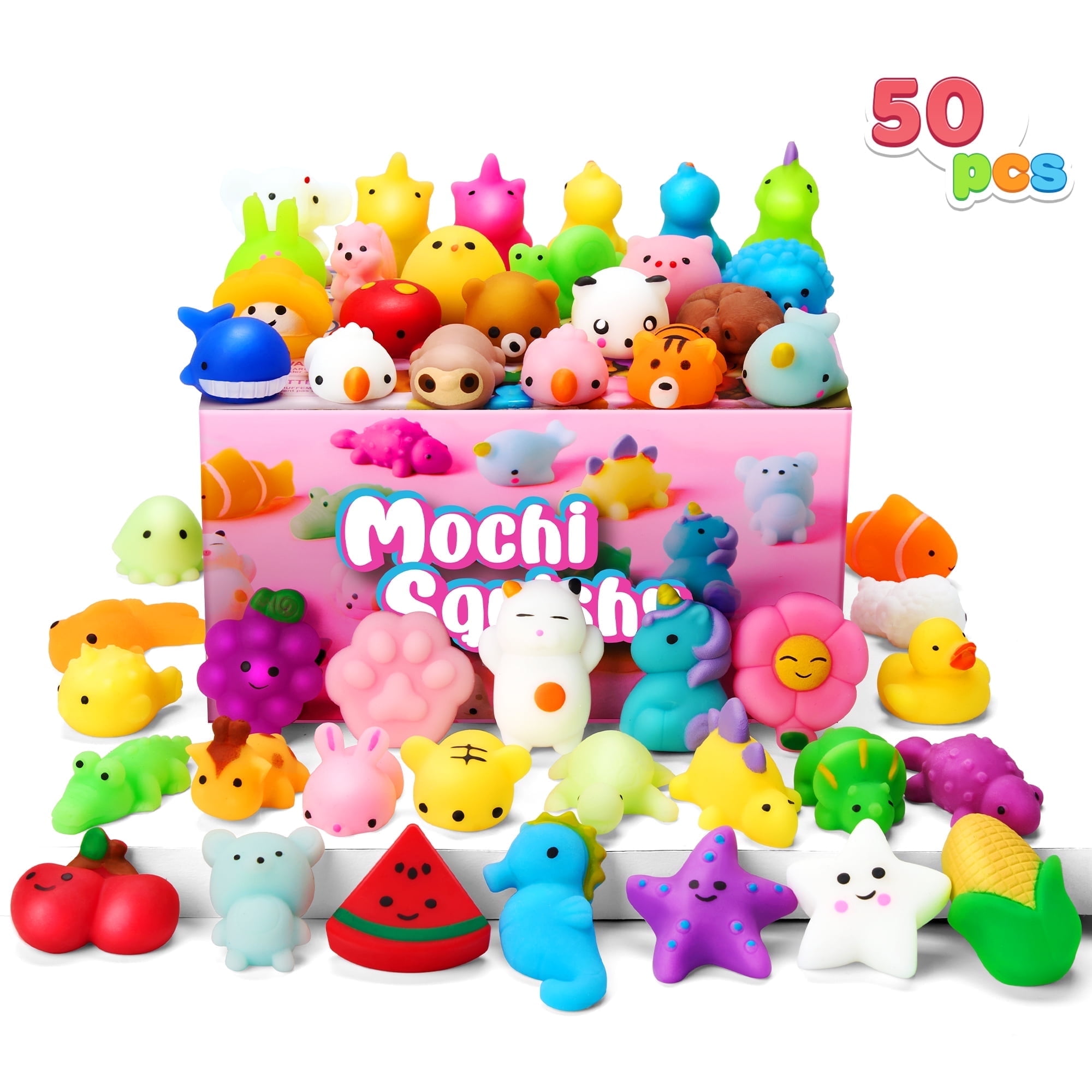 Joyfy 50 Pcs Mochi Squishy Toys Set Mini Mochi Party Favors for Kids ...