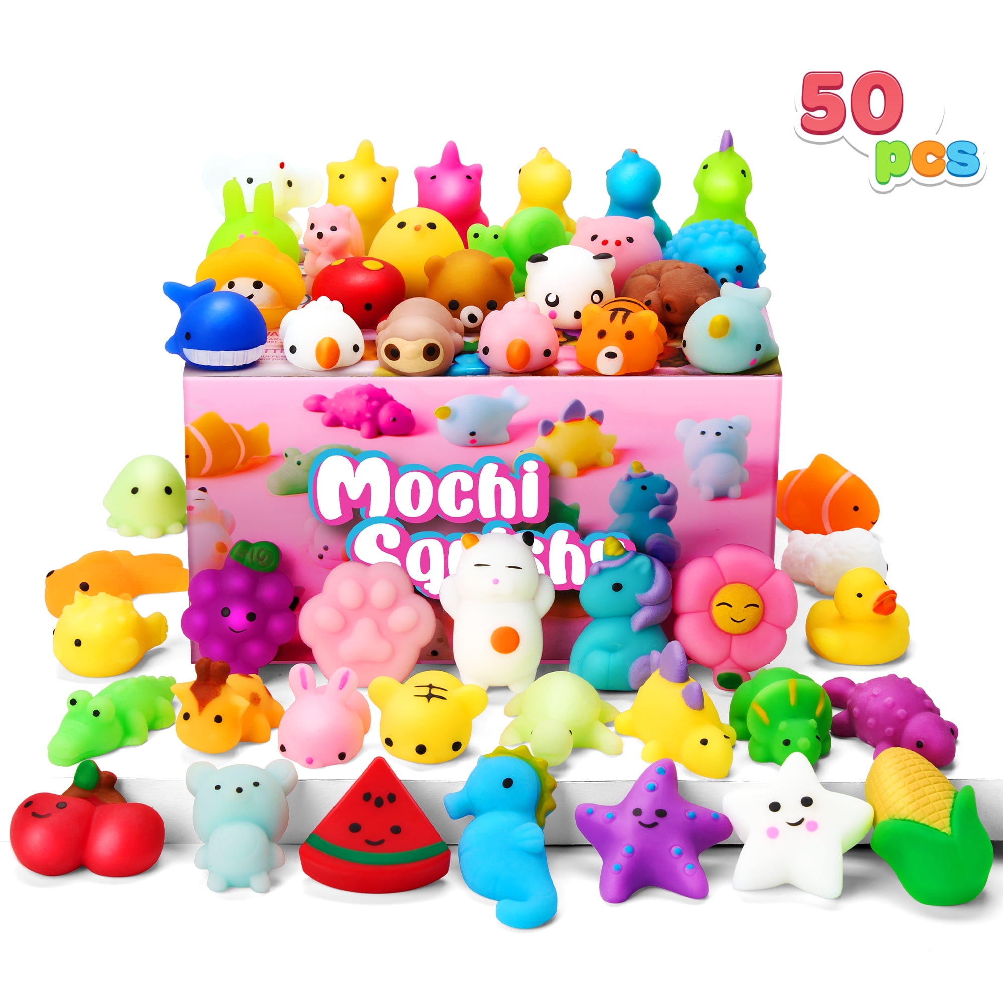 Joyfy 50 Pcs Mochi Squishy Toys Set Mini Mochi Party Favors for Kids ...
