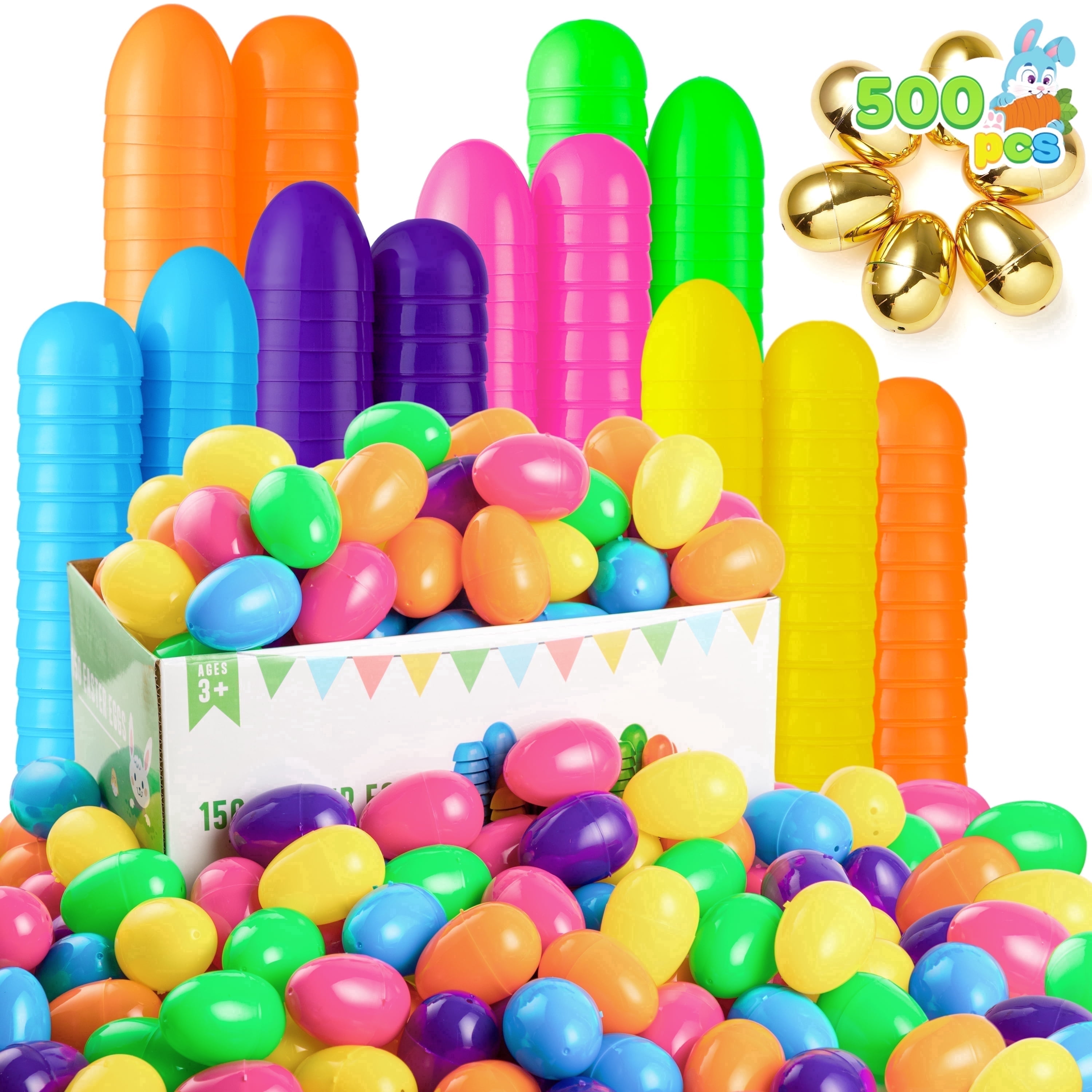 Joyfy 500 Pcs Easter Eggs, Plastic 2.3" 494 Pcs Colorful with 6 Pcs ...