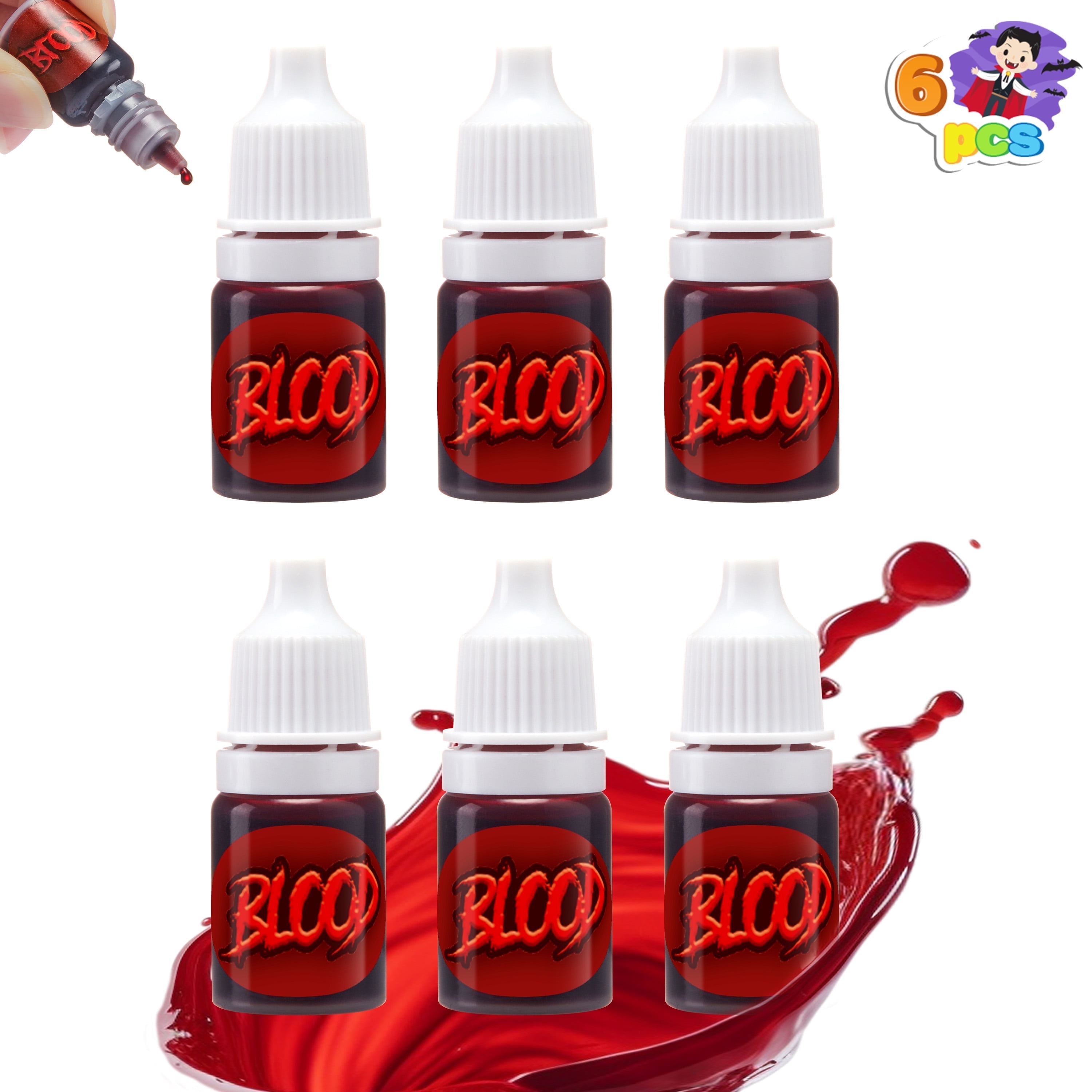 Joyfy 6 Pcs Halloween Fake Blood,Mini Vampire Blood Makeup Bottle ...
