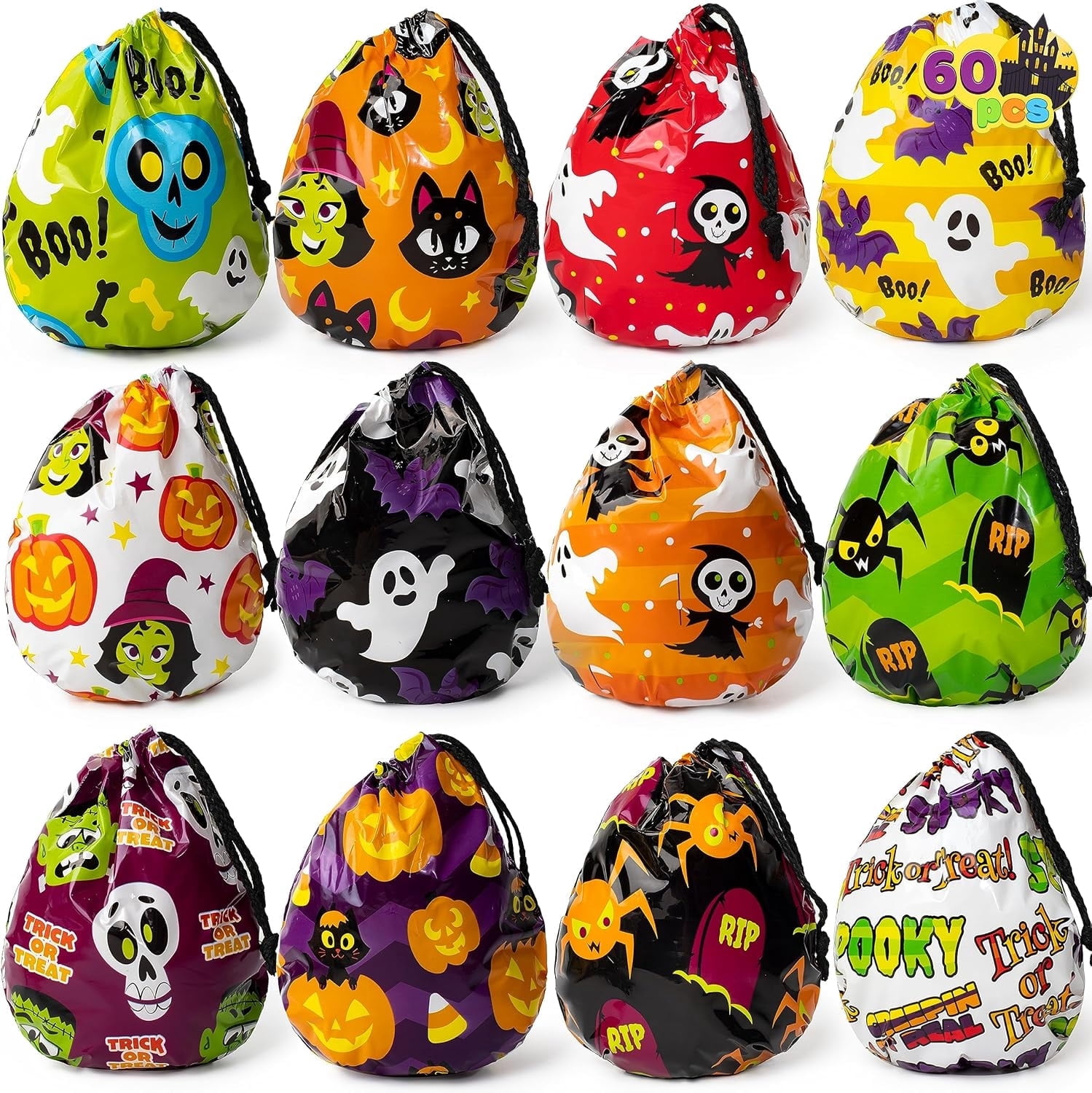 Joyfy 60PCS Halloween Drawstring Goody Bags for Halloween Trick or ...
