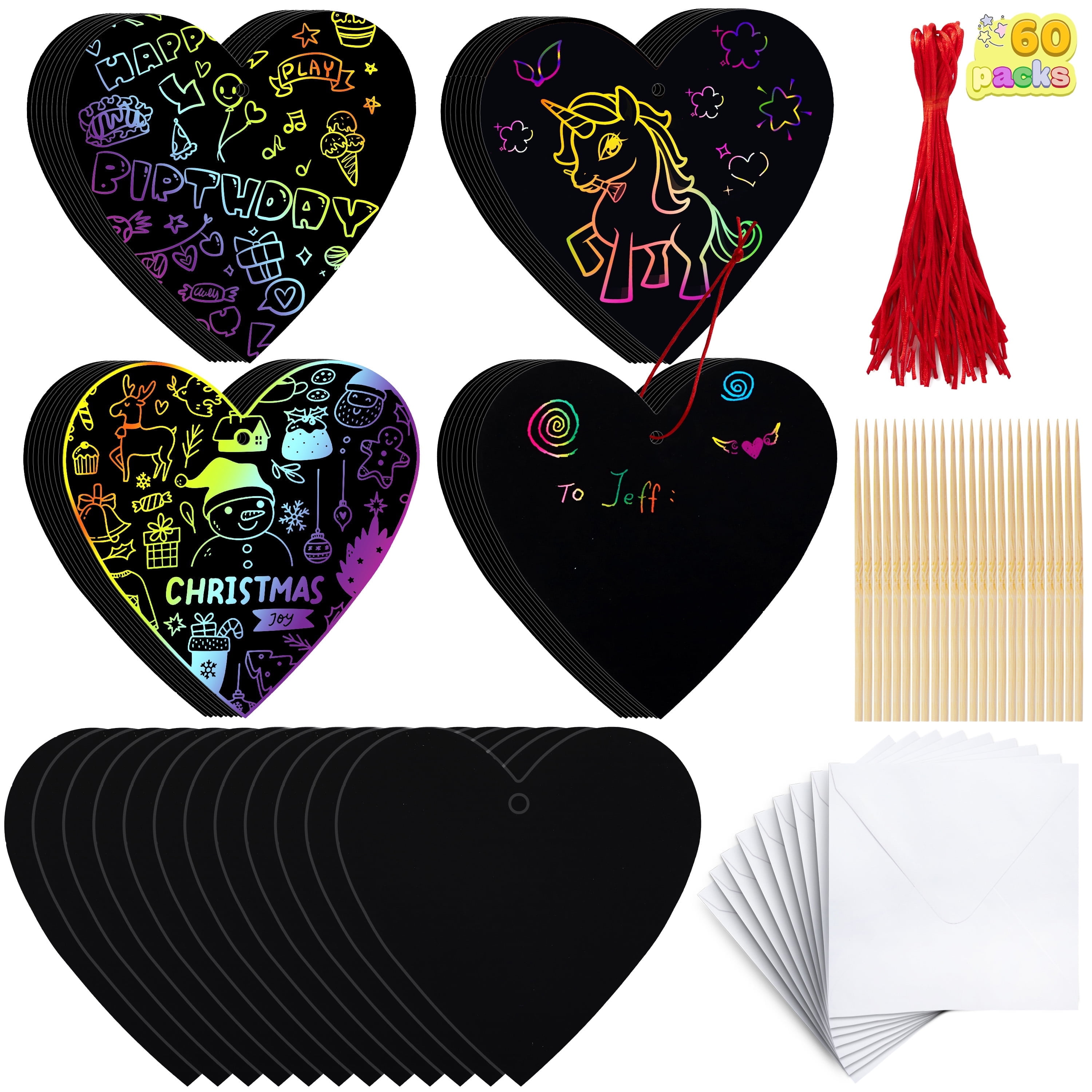 Syncfun 60 Packs Valentines Day Classroom Supplies: DIY Rainbow Heart ...