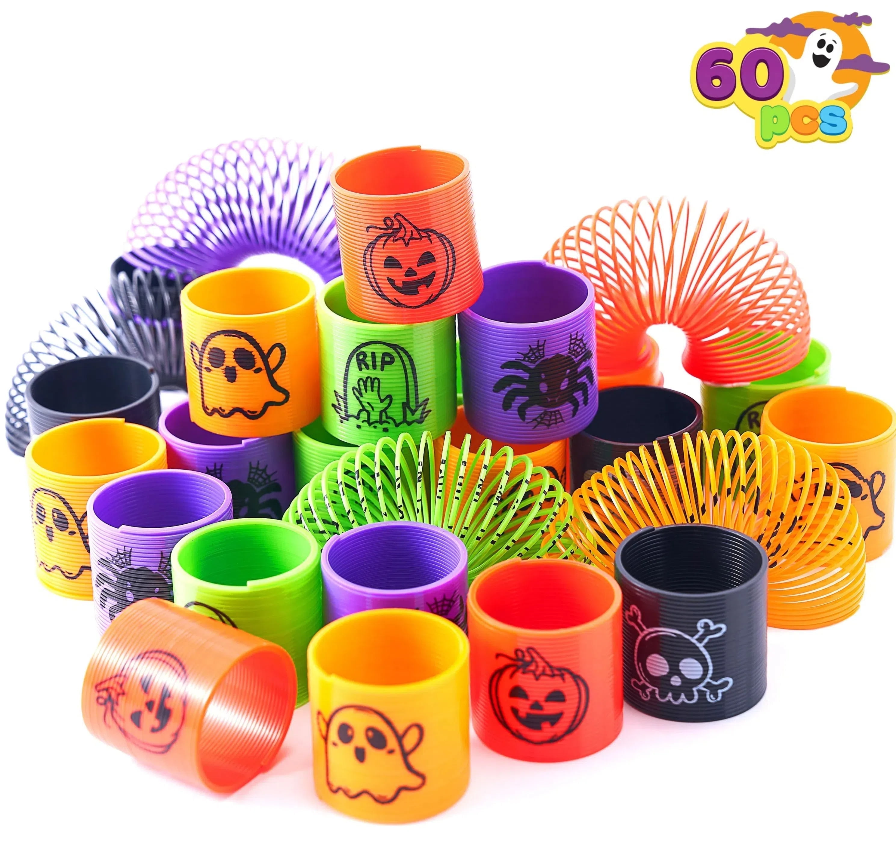 Joyfy 60 Pcs Halloween Coil Spring Toys,Halloween Mini Magic Springs ...