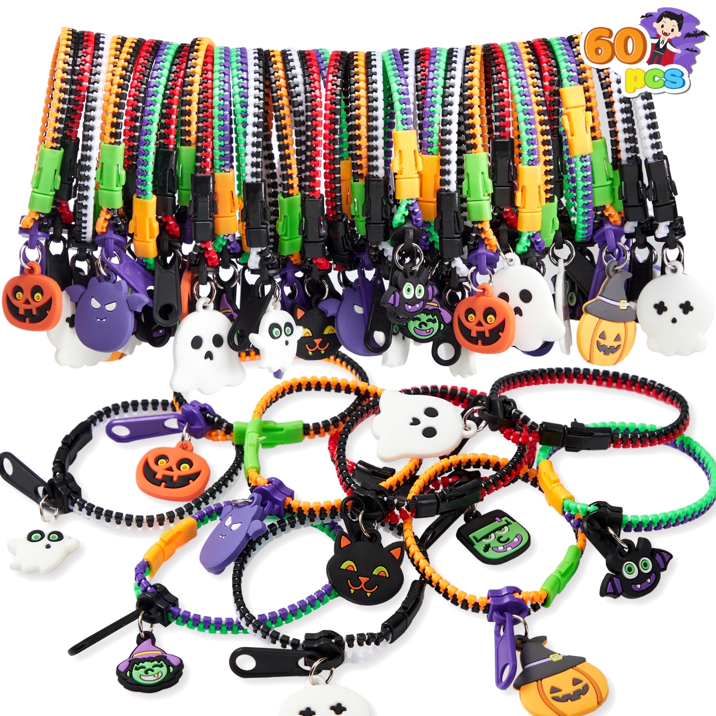 Joyfy 60 Pcs Halloween Zipper Bracelets Toys,Halloween Zipper ...