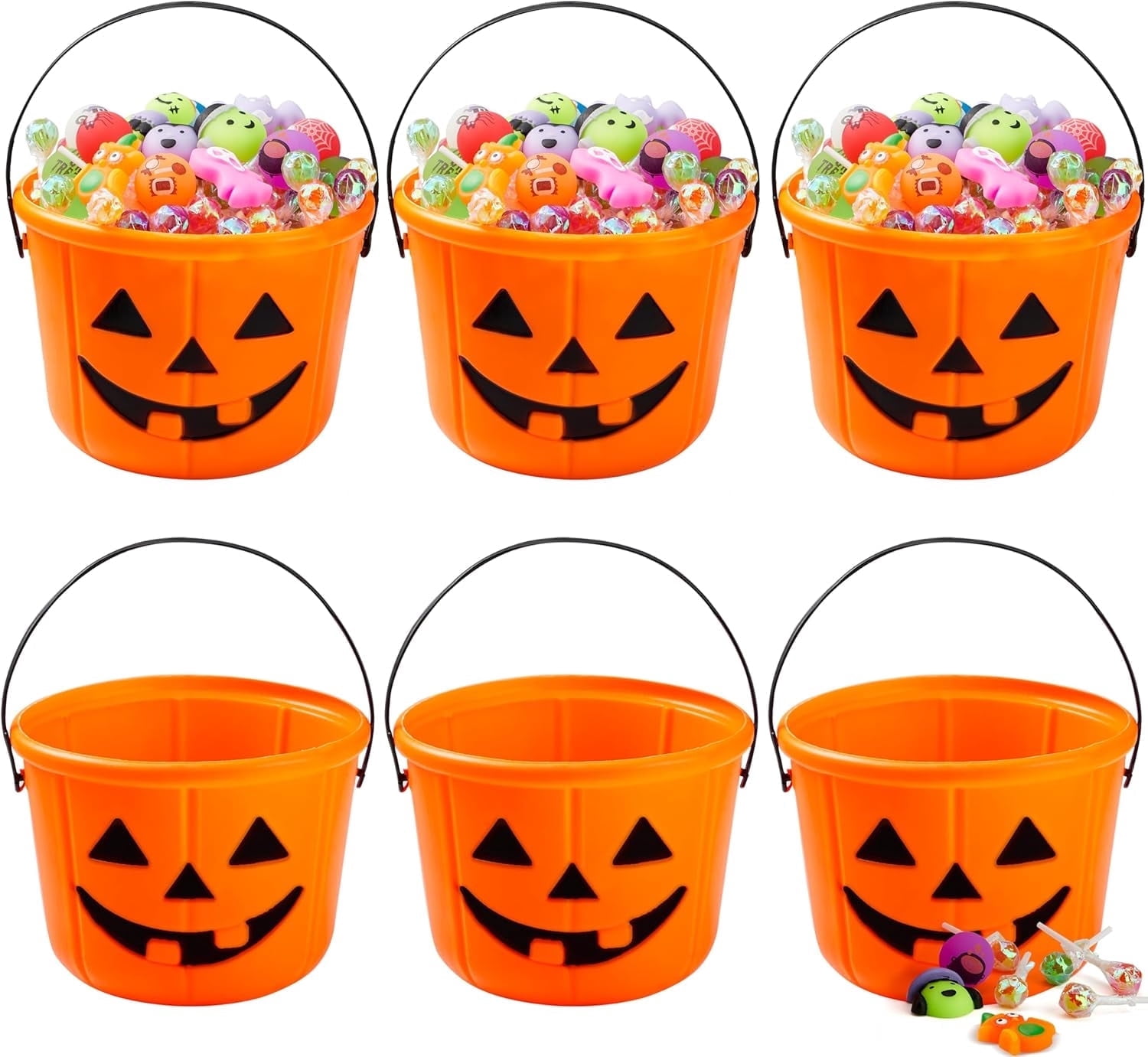 Joyfy 6PCS Halloween Trick or Treat Pumpkin Bucket, Jack O Lantern ...