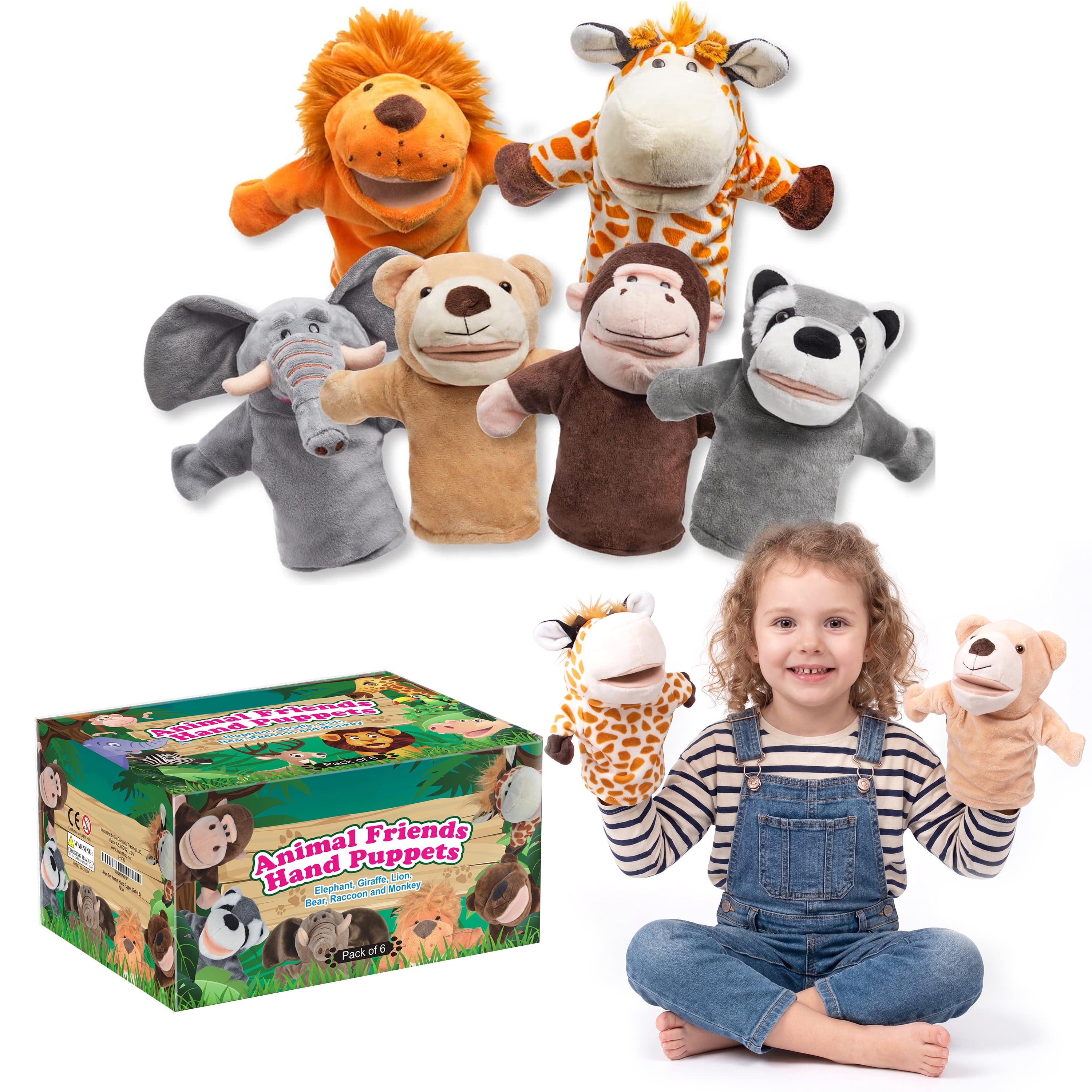 Free Shipping! Joyfy Kids Hand Puppets 6Pcs Animal Plush Toys for Kids ...